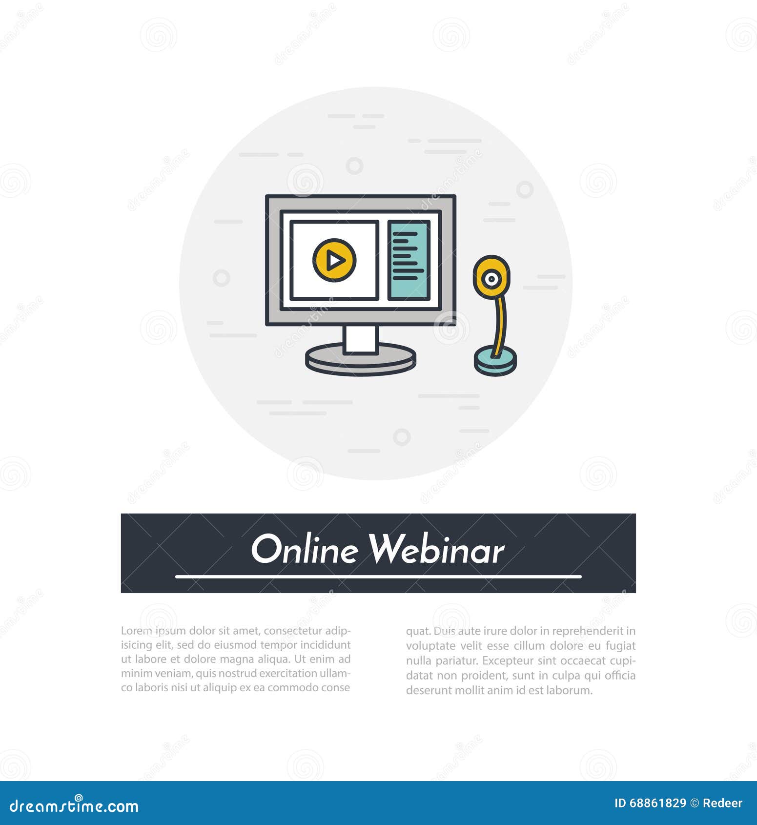 Vector Outline Illustration of Webinar, Online Conference, Lectures and ...