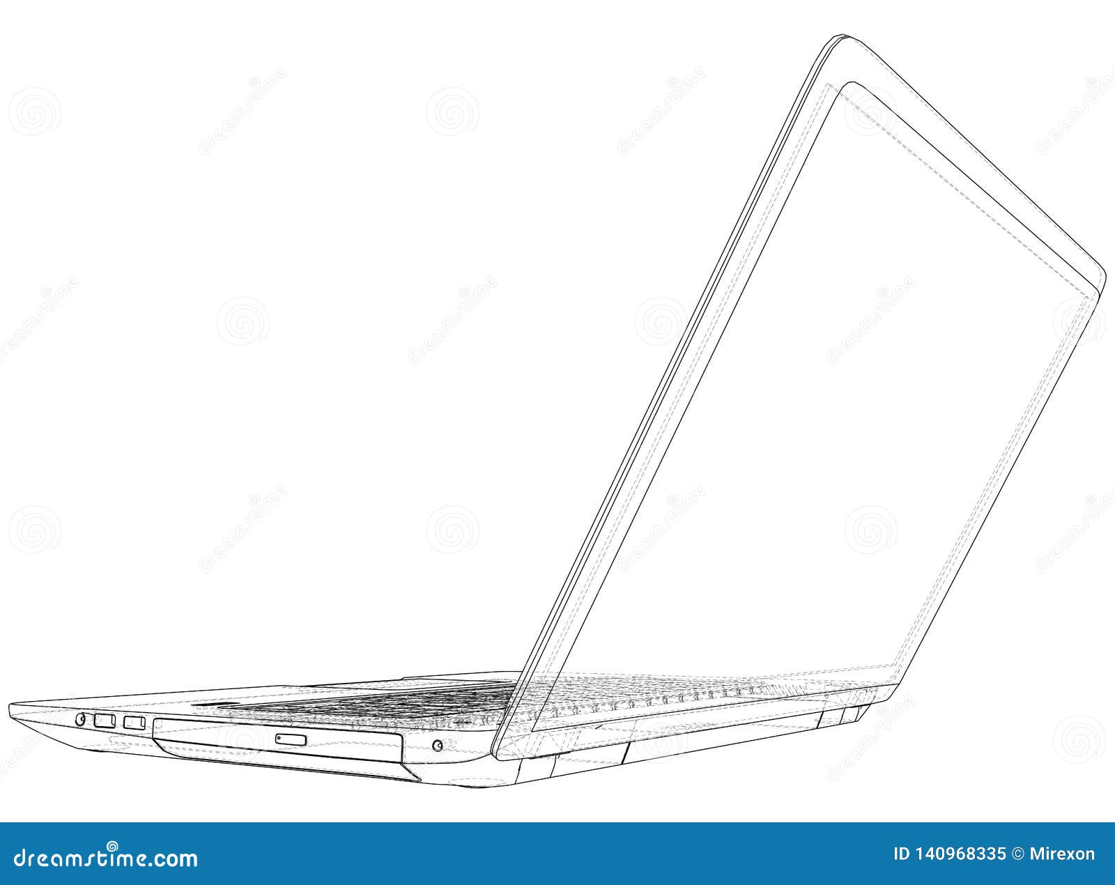 Vector Outline of Laptop Computer. Created Illustration of 3d. Stock ...
