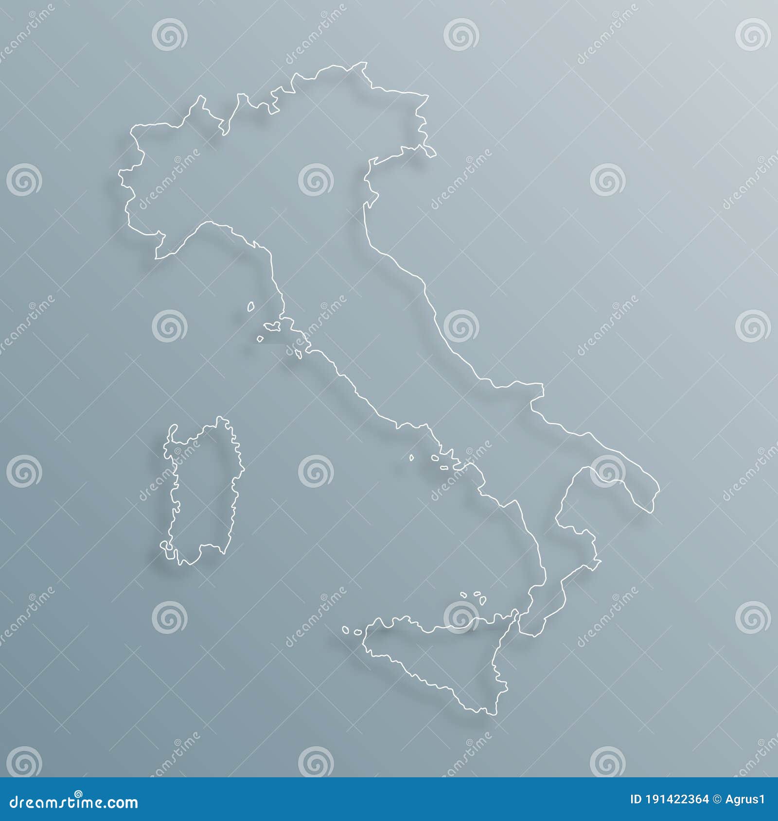 Vector Outline Map of Italy with Shadow Stock Vector - Illustration of ...