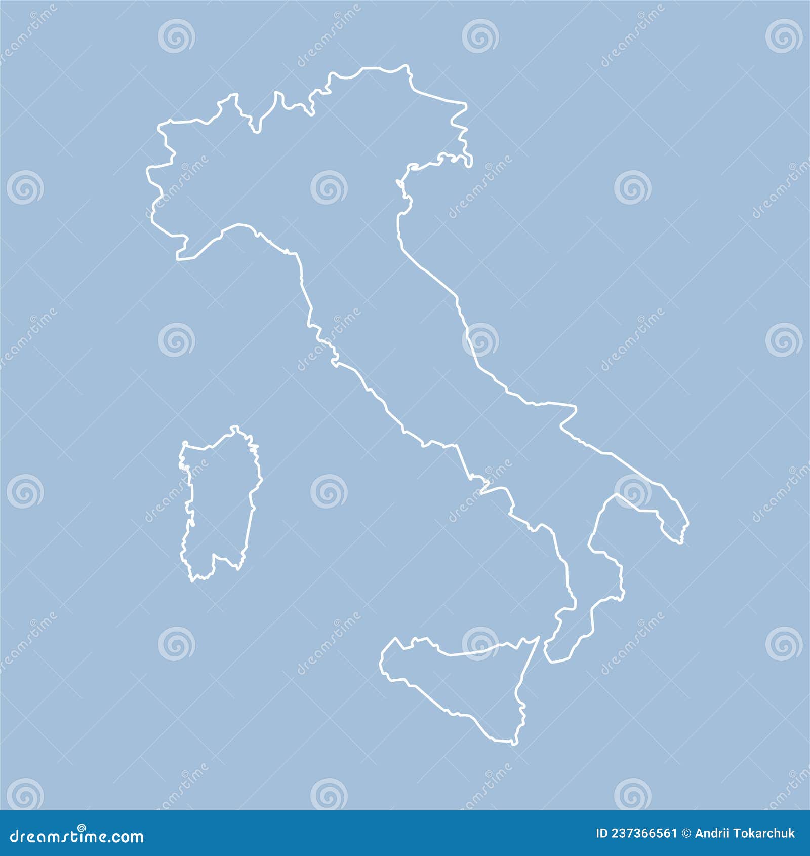 Vector Outline Map Italy, Template Europe Country Stock Illustration ...