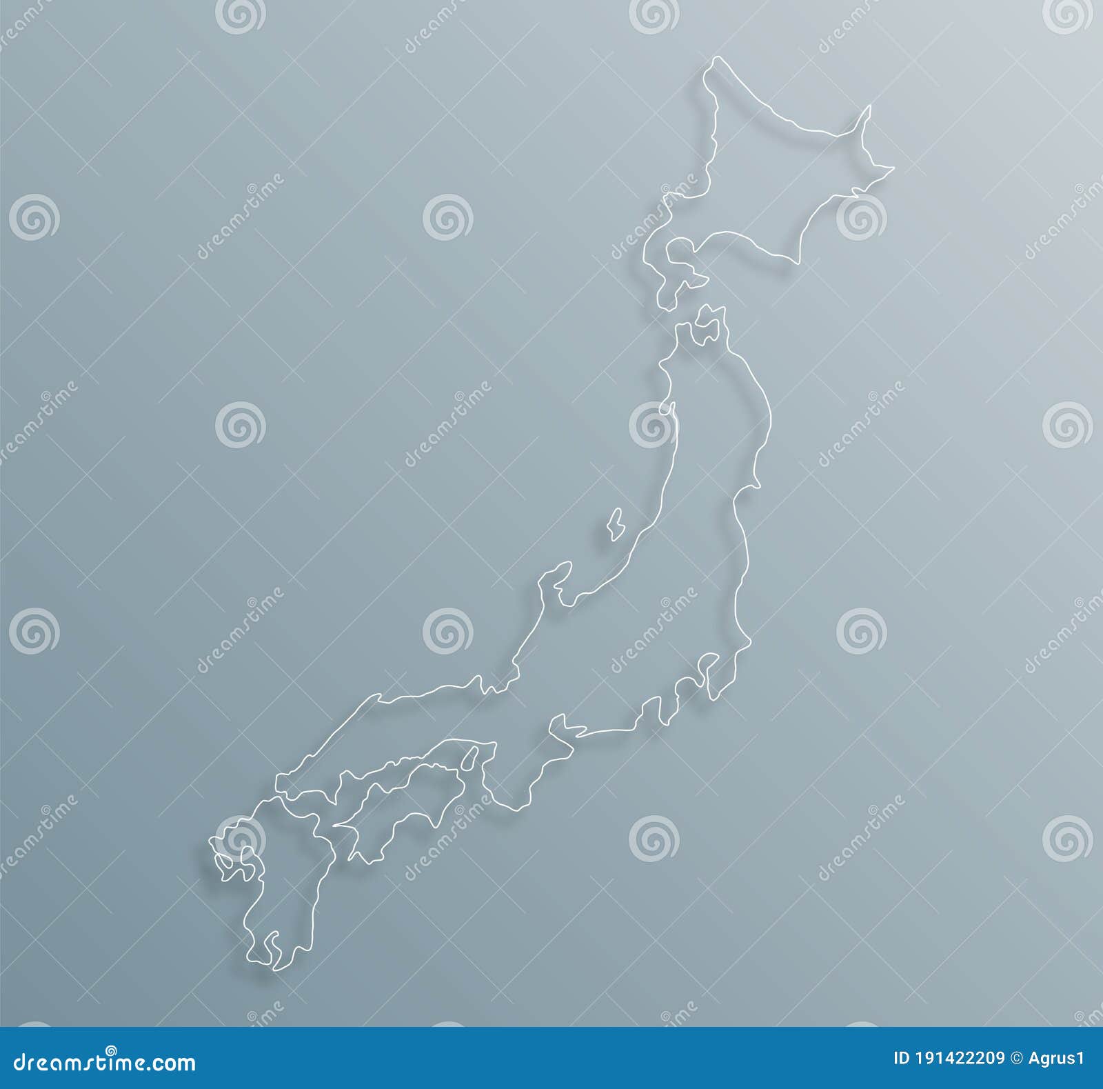 Vector Outline Map of Japan with Shadow Stock Vector - Illustration of ...