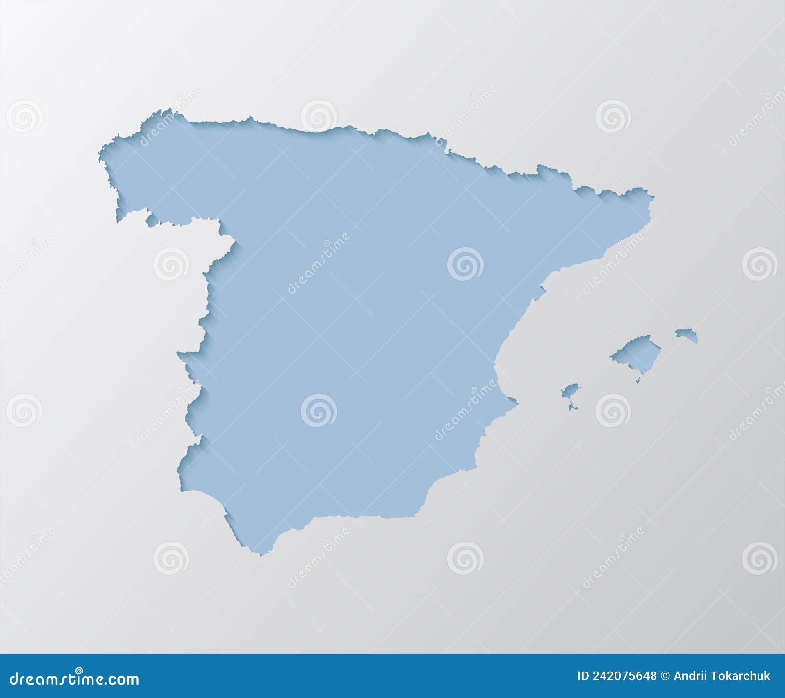 Vector Outline Map Spain with Creative Shadow Stock Vector ...