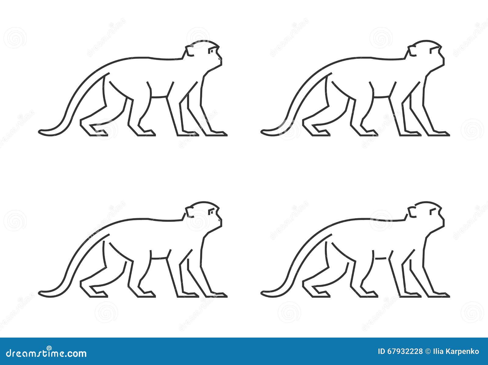 Vector Outline Monkey. Line Silhouette Monkey. Stock Photo ...
