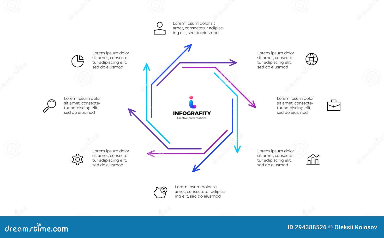 Vector Outline Octagon Infographic Cycle Diagram with 8 Options, Steps ... Vector Outline Octagon Infographic Cycle Diagram with 8 Options, Steps ...