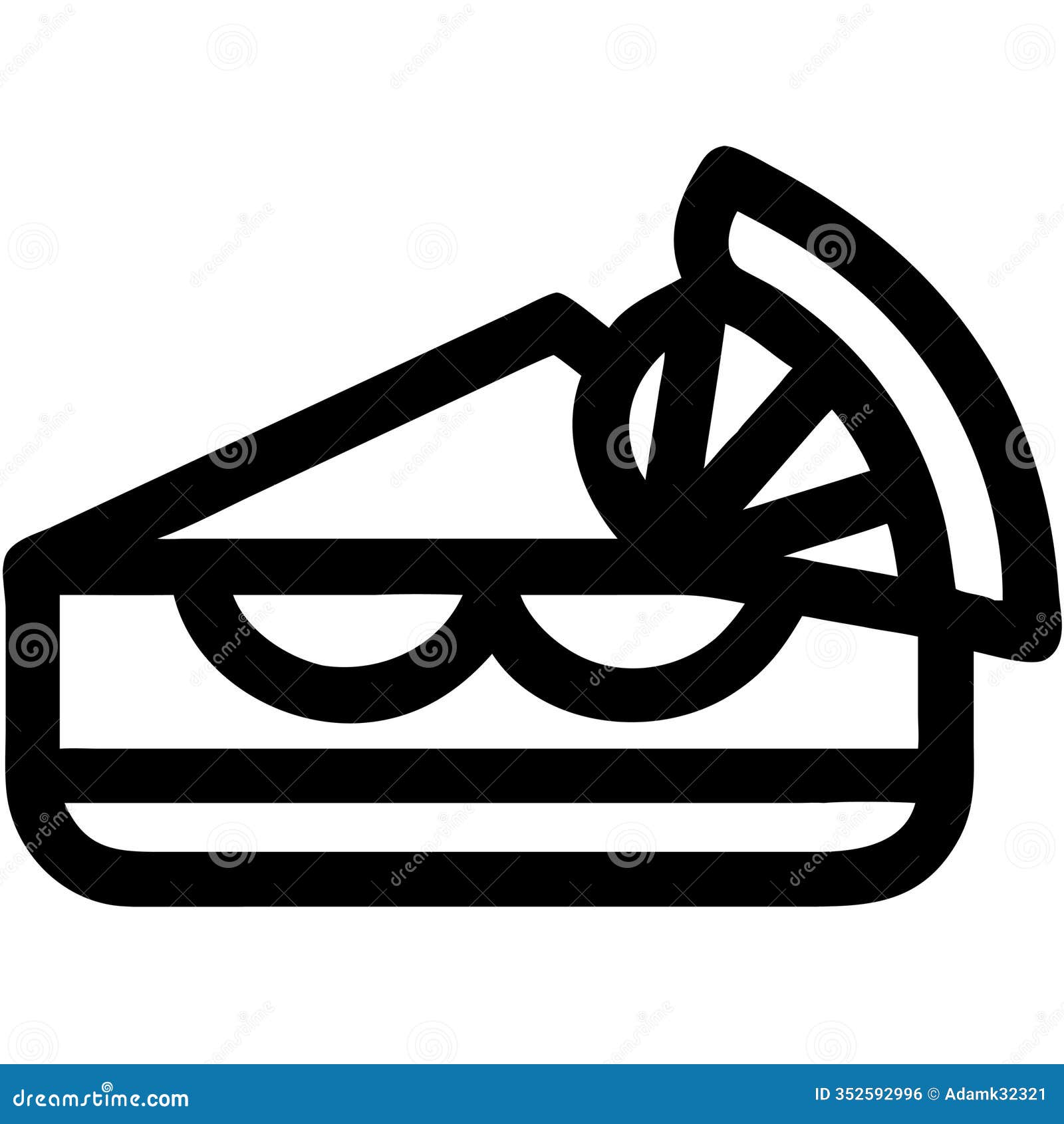 Vector Outline of Pie Slice for Bakery and Dessert Illustrations and ...