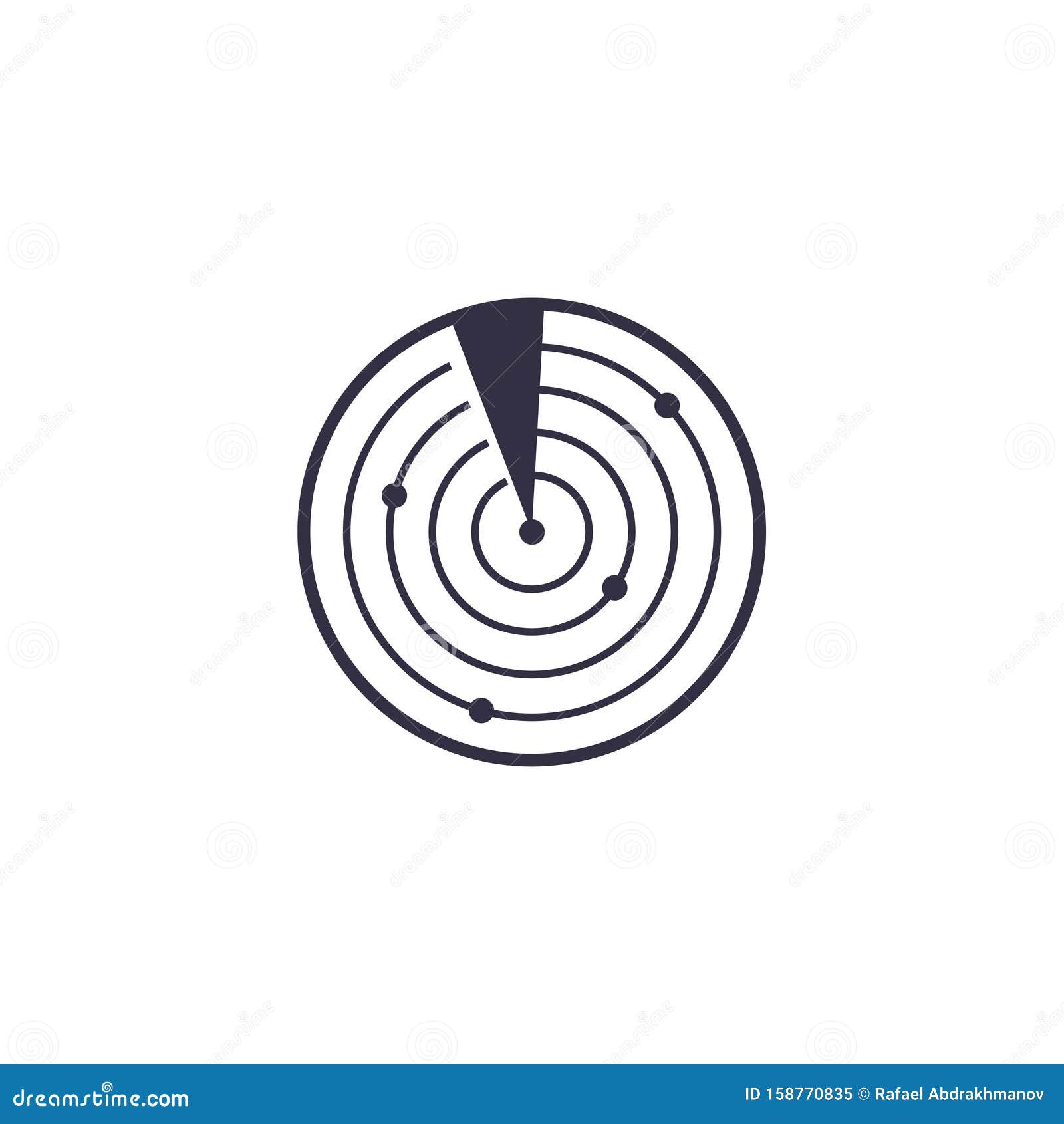 Vector Outline Radar Icon. Scan and Radiolocation Target Line Symbol ...