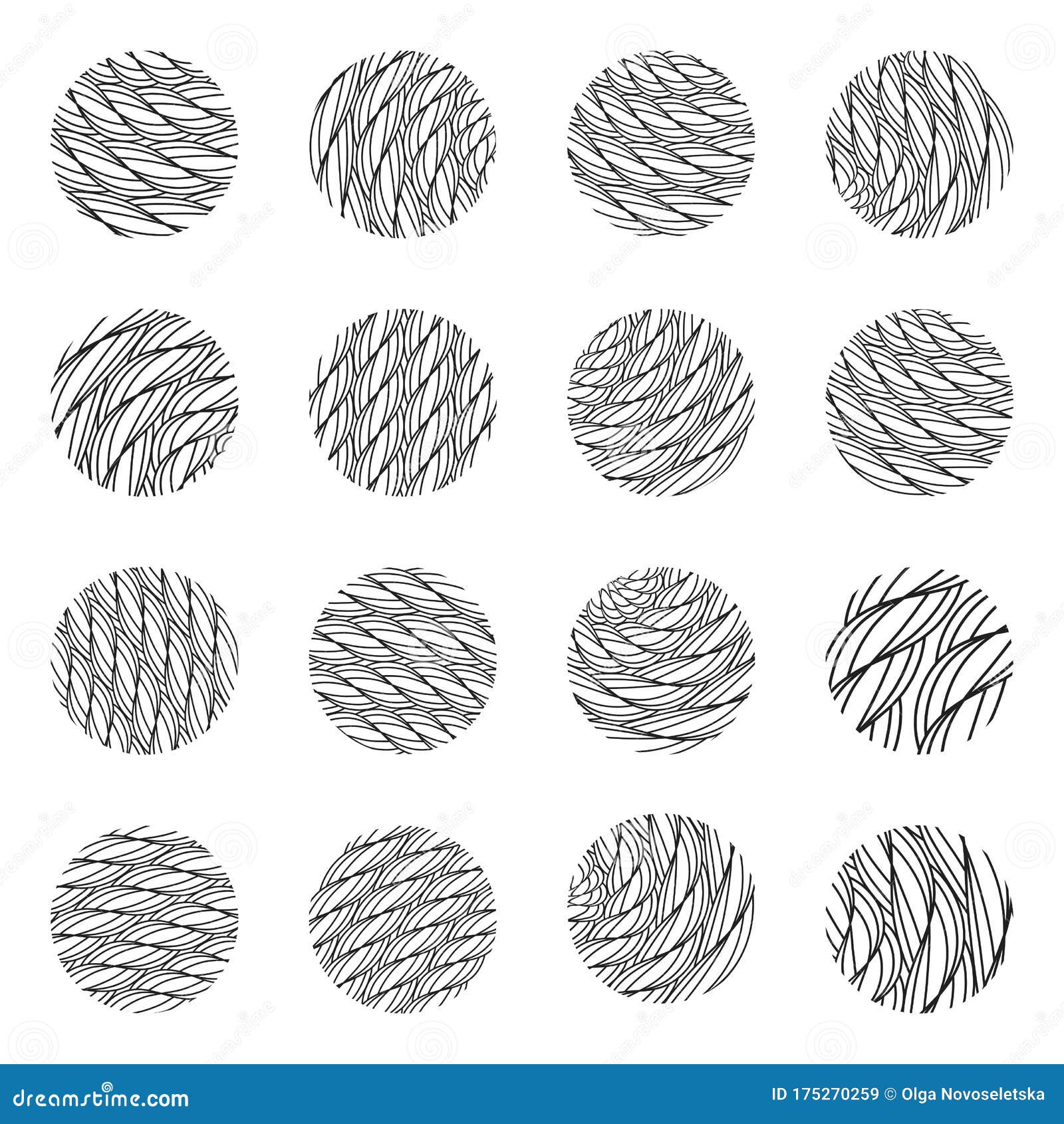 Vector Outline Rope Design Elements. Twisted Rope Patterns. Stock ...