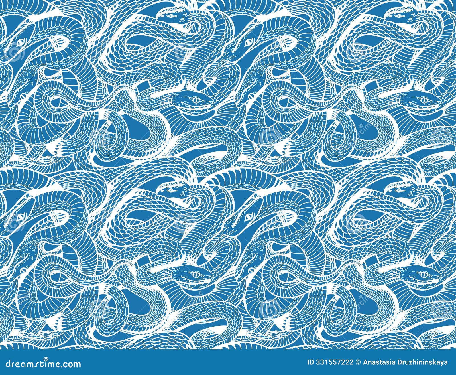 Vector Outline Seamless Pattern, Coloring Snakes Stock Illustration ...