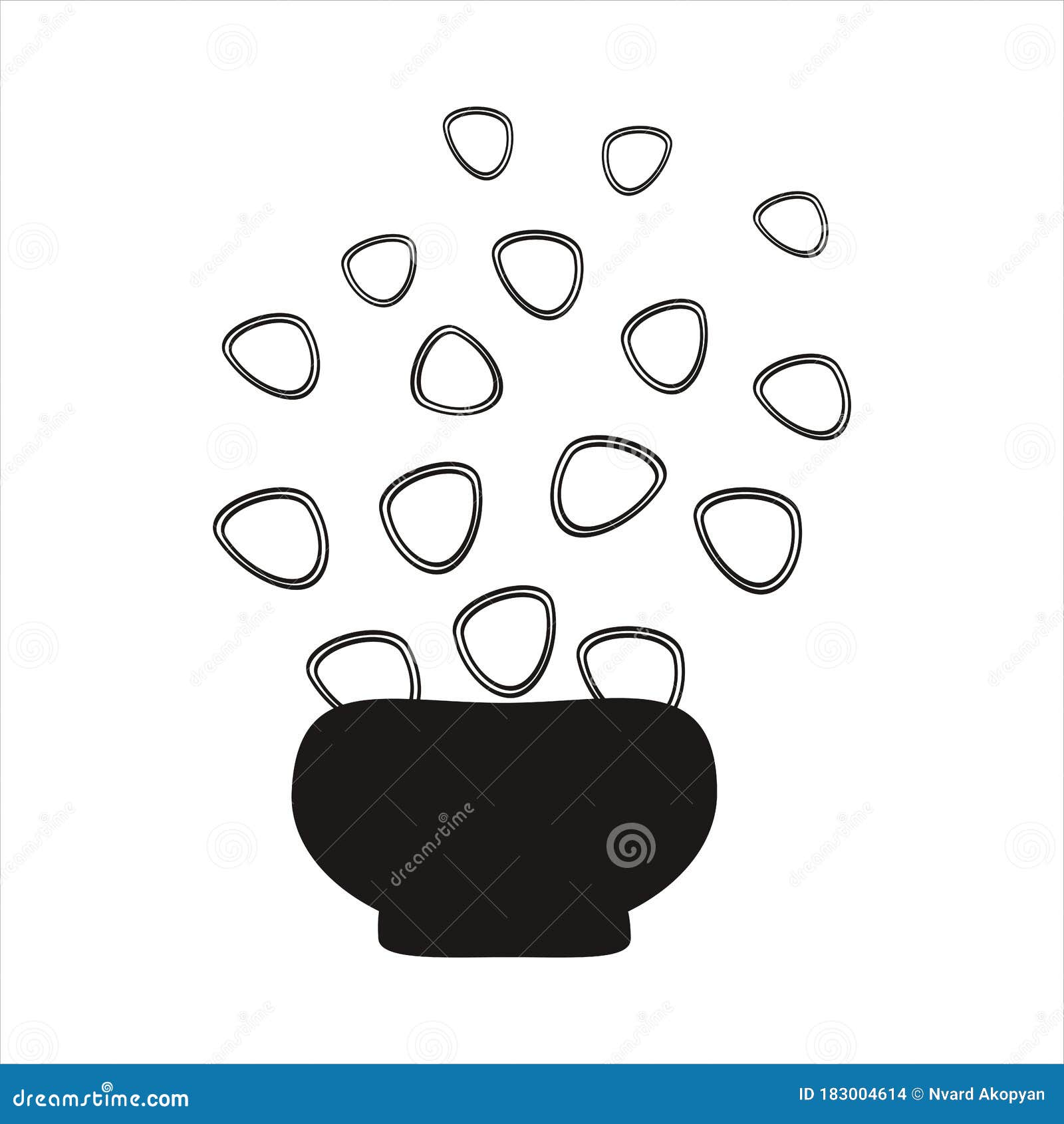 Vector Outline Simple Illustration Magic Pot on White Backgronnd Stock ...