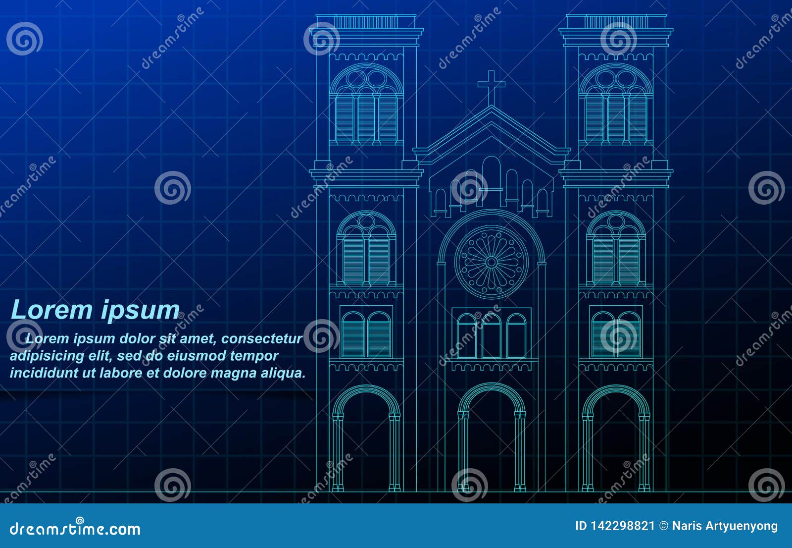 Sketch Chapel Over The Lake.Vector Monochrome Freehand Ink Drawn ...