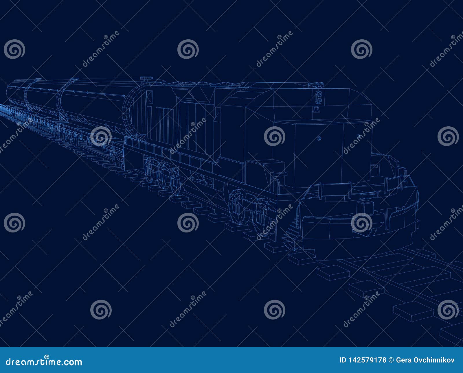 Vector Outline Of The Train With The Wagons. Contour Train With Wagons ...