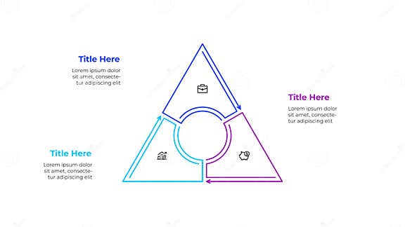 Vector Outline Triangle Diagram Divided into 3 Options, Steps or ...