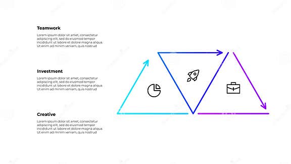 Vector Outline Triangles with 3 Steps or Options. Concept of Timeline ...