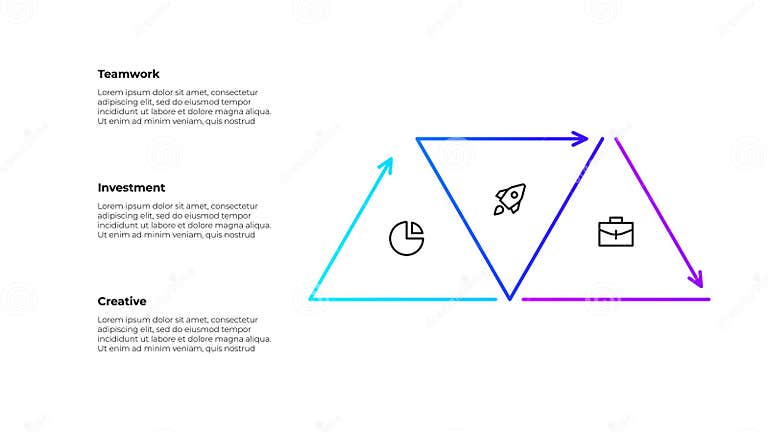 Vector Outline Triangles with 3 Steps or Options. Concept of Timeline ...