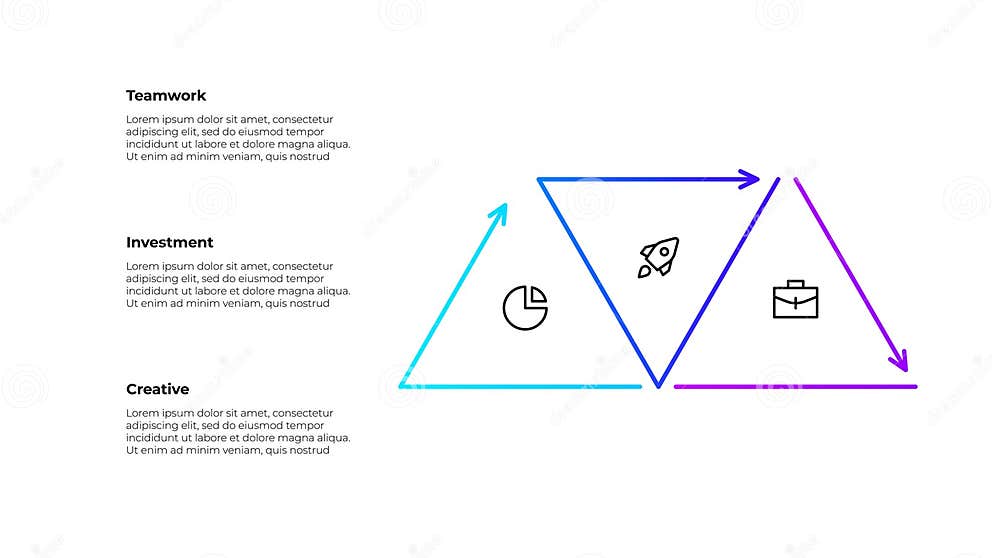 Vector Outline Triangles with 3 Steps or Options. Concept of Timeline ...