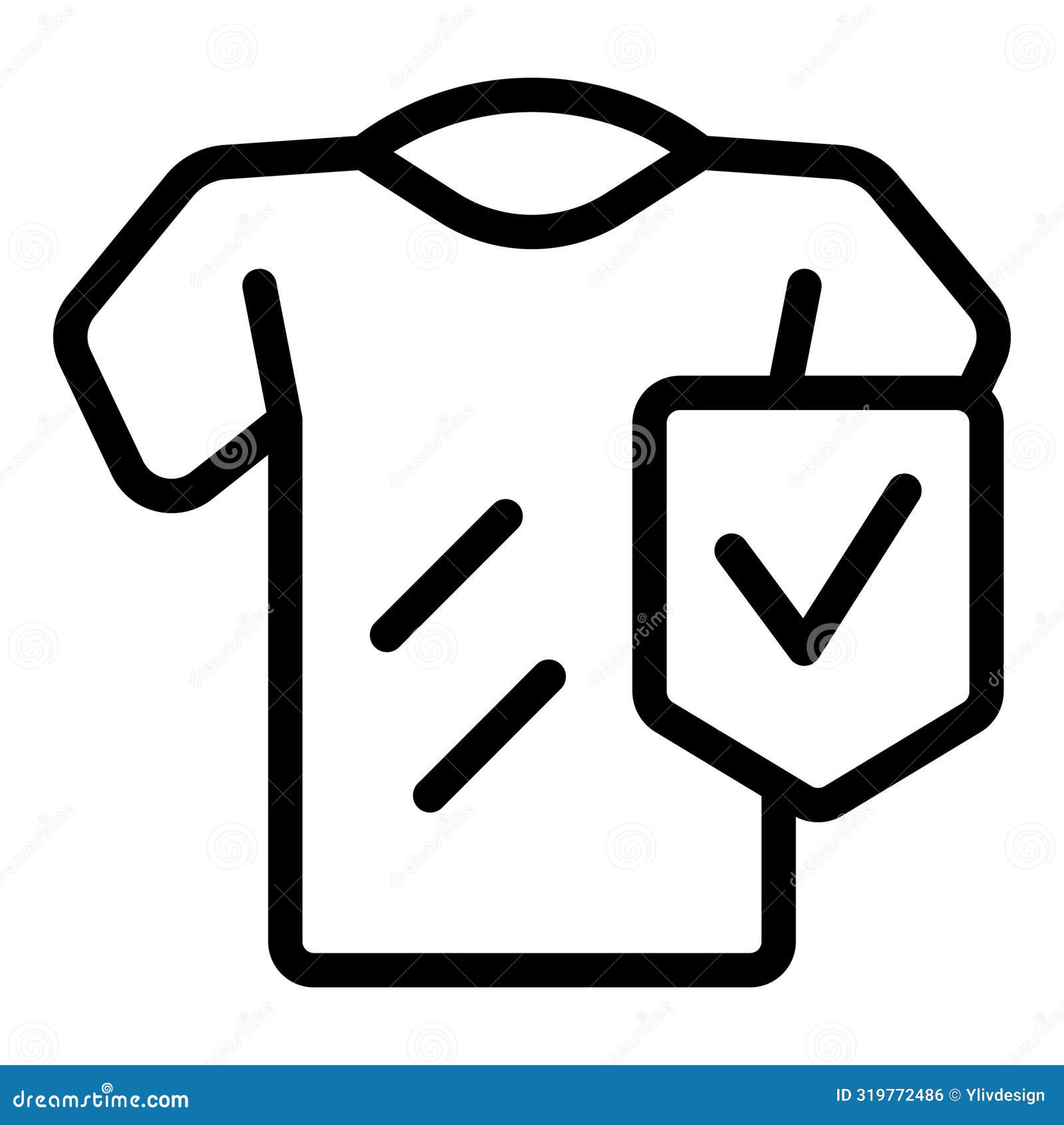 Line Art Icon of Tshirt with Check Mark Shield Stock Illustration ...