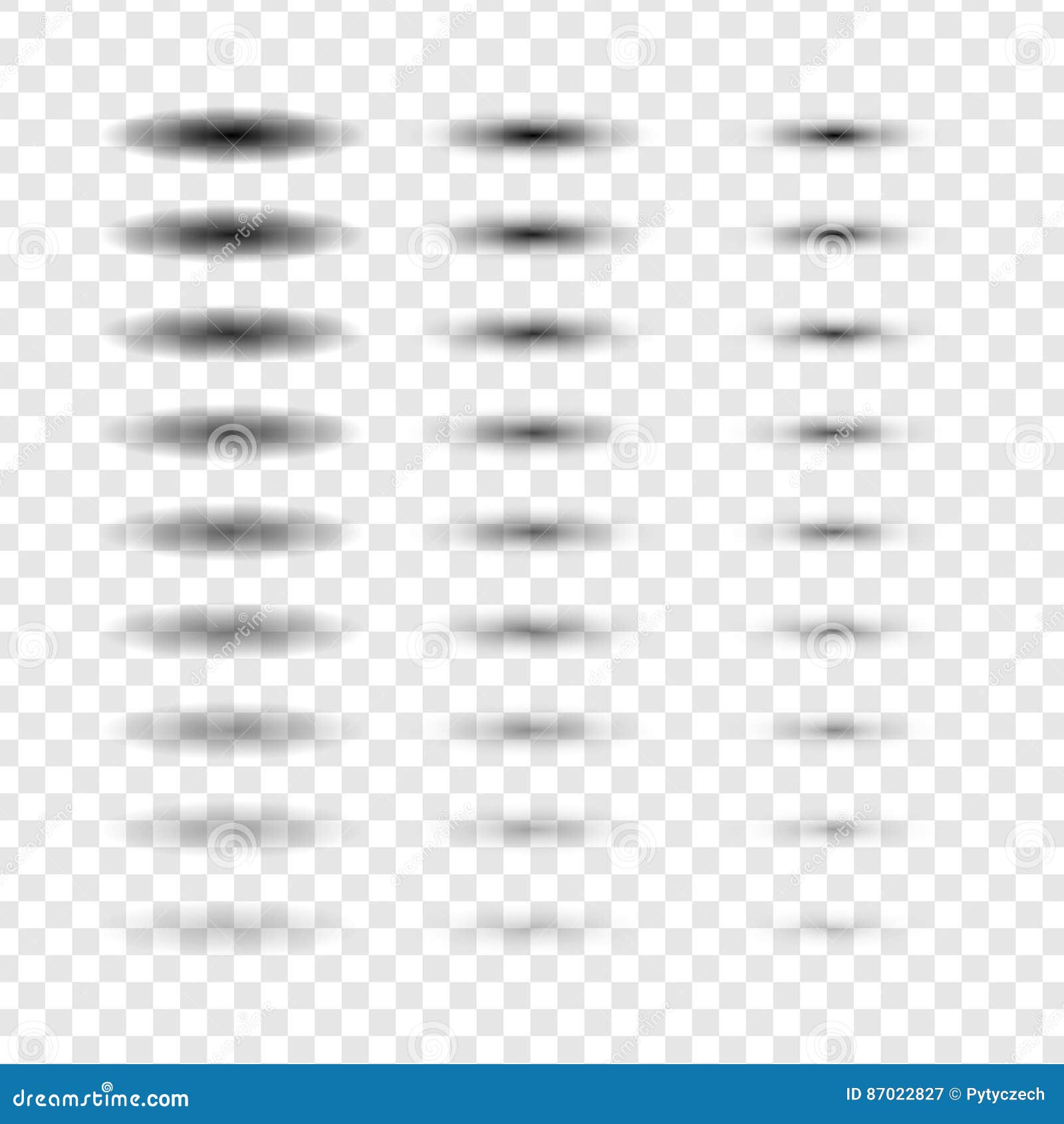 Vector Oval Shadow Set. Transparent and Gradient Effect with Soft Edge ...