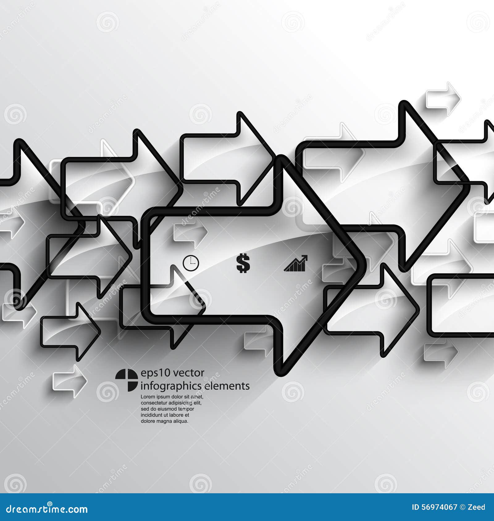 3 Point Overlapping Ribbon Cycle Diagram Set Vector Illustration ...