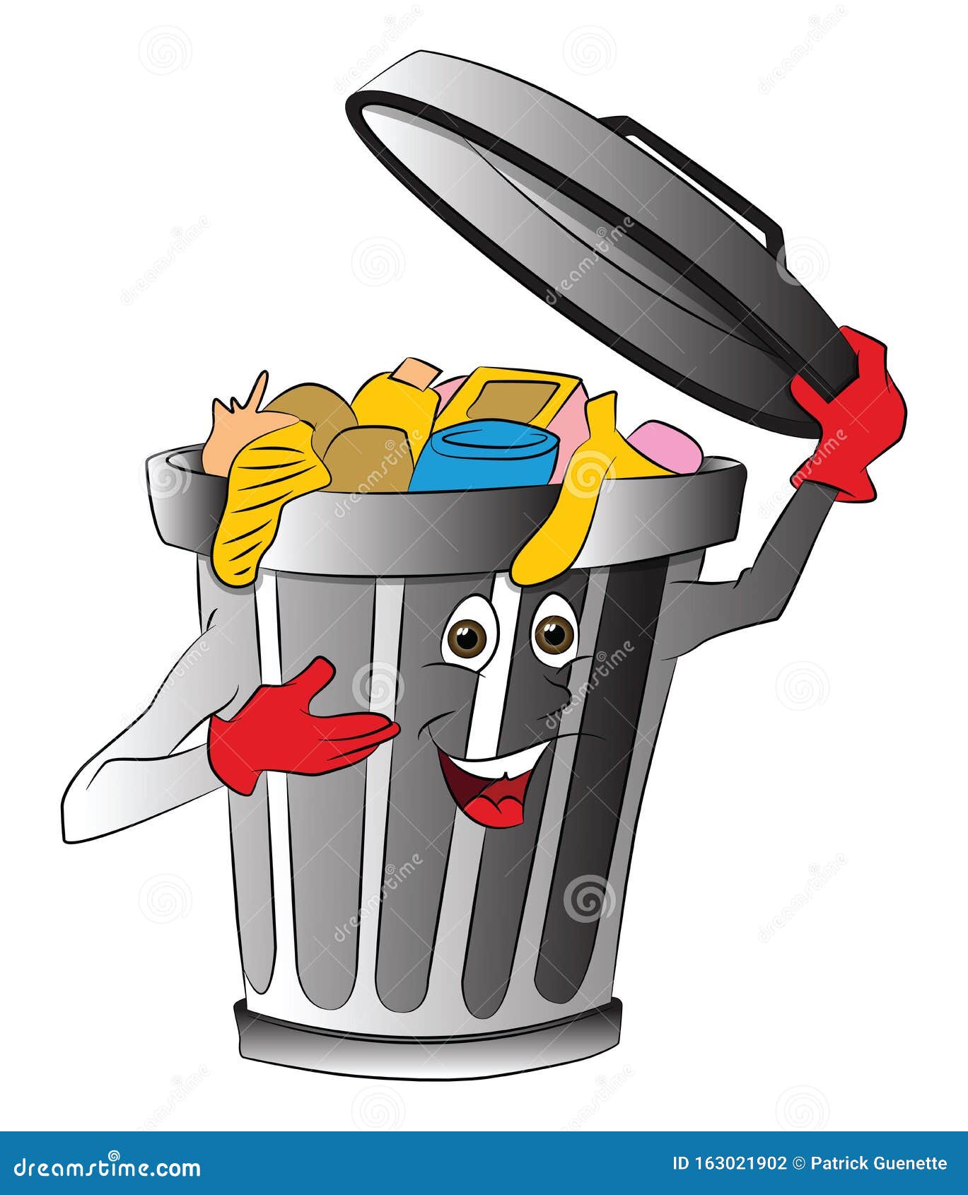 Vector of Overloaded Dustbin Holding Lid Stock Vector - Illustration of ...