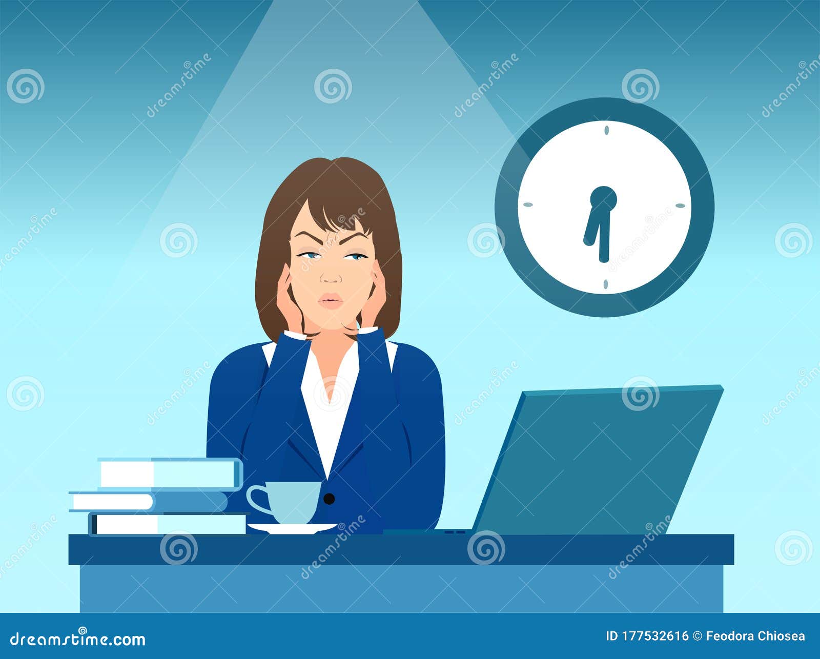 Vector of an Overworked Office Female Employee Stock Illustration ...