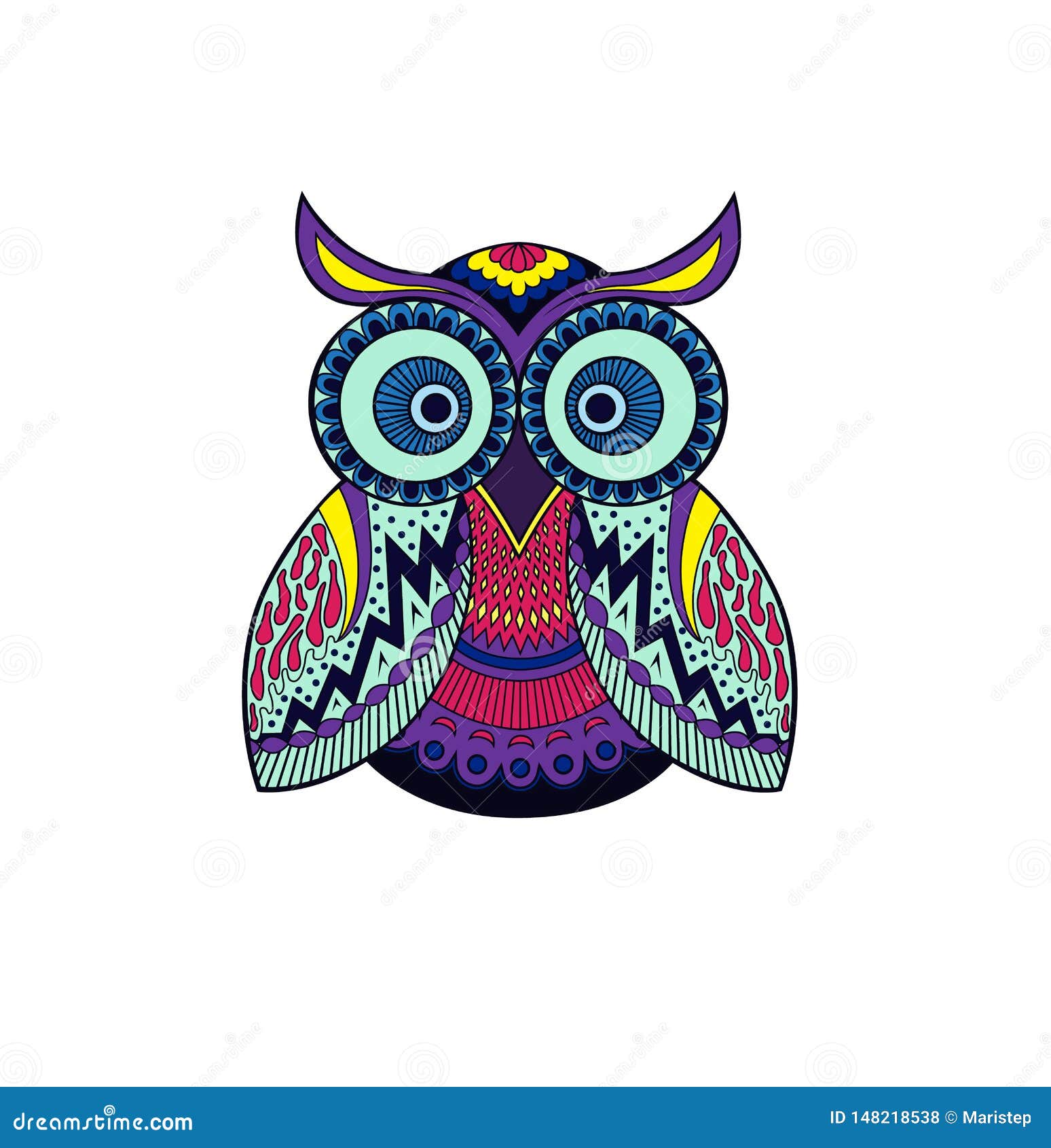 Vector Owl with Abstract Ornament Pattern Stock Vector - Illustration ...