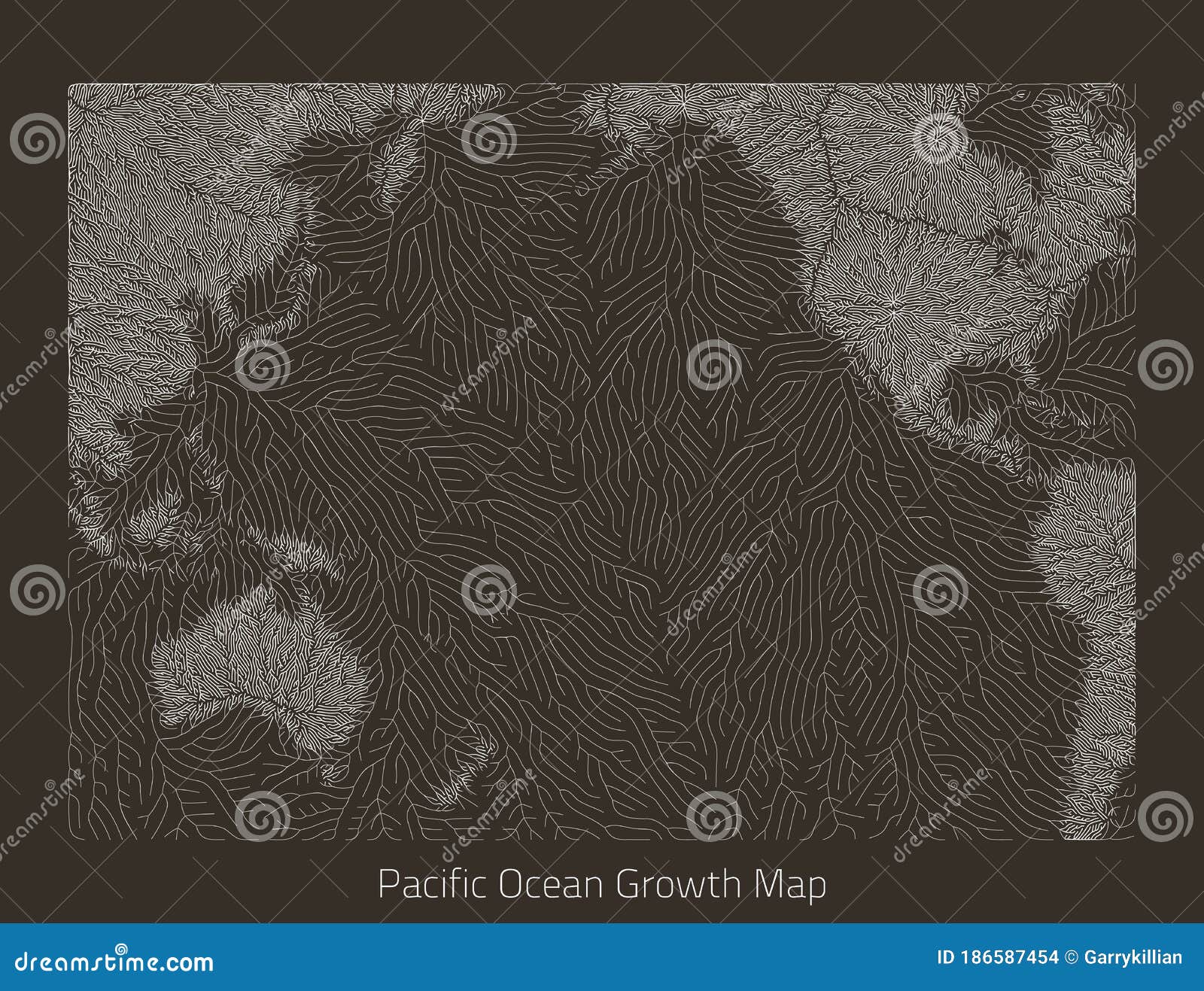Vector Pacific Map. Generative Growth Structure In Form Of Continent ...