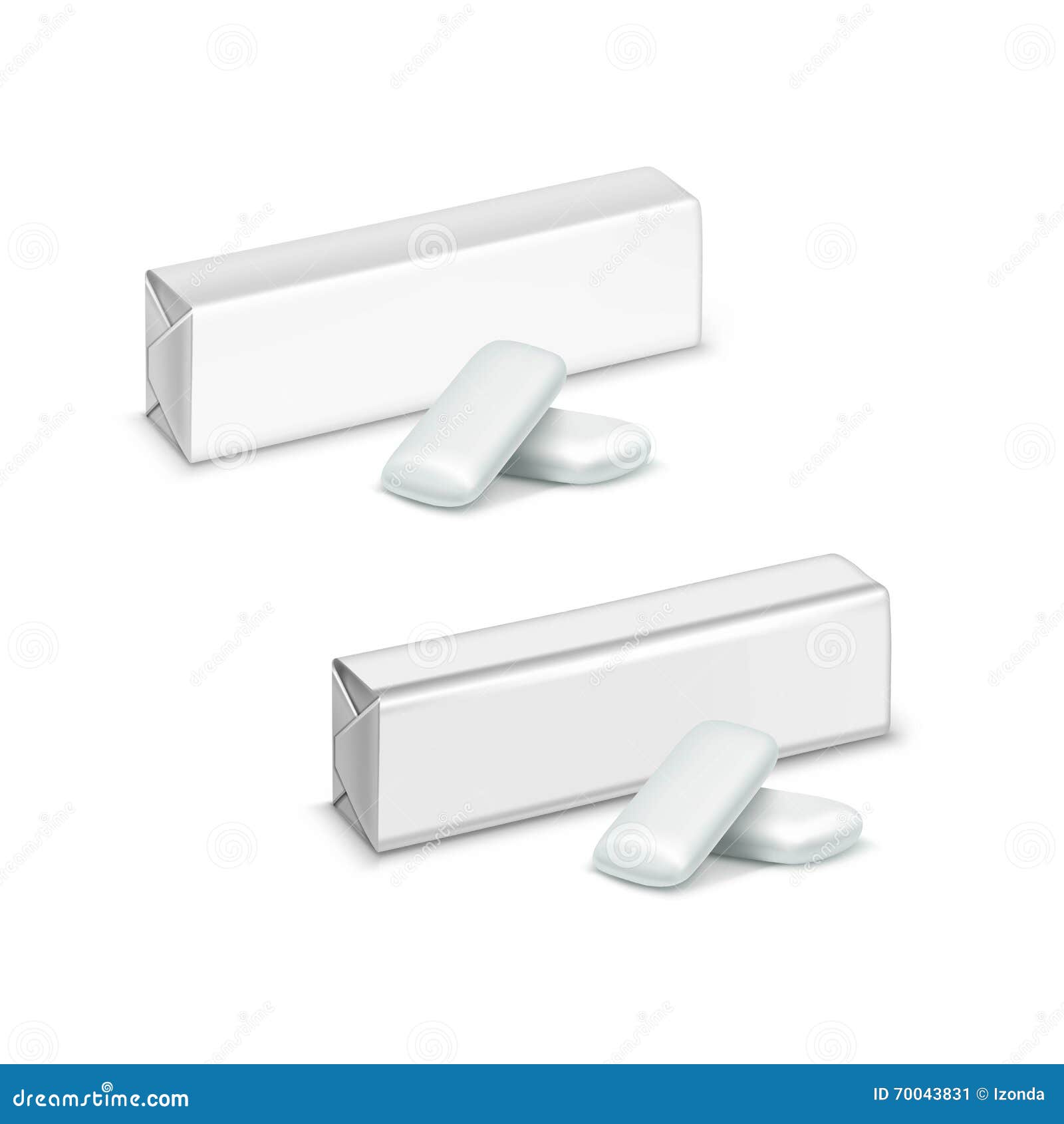 Pack Of Chewing Gum Mockup, Realistic Style Cartoon Vector ...