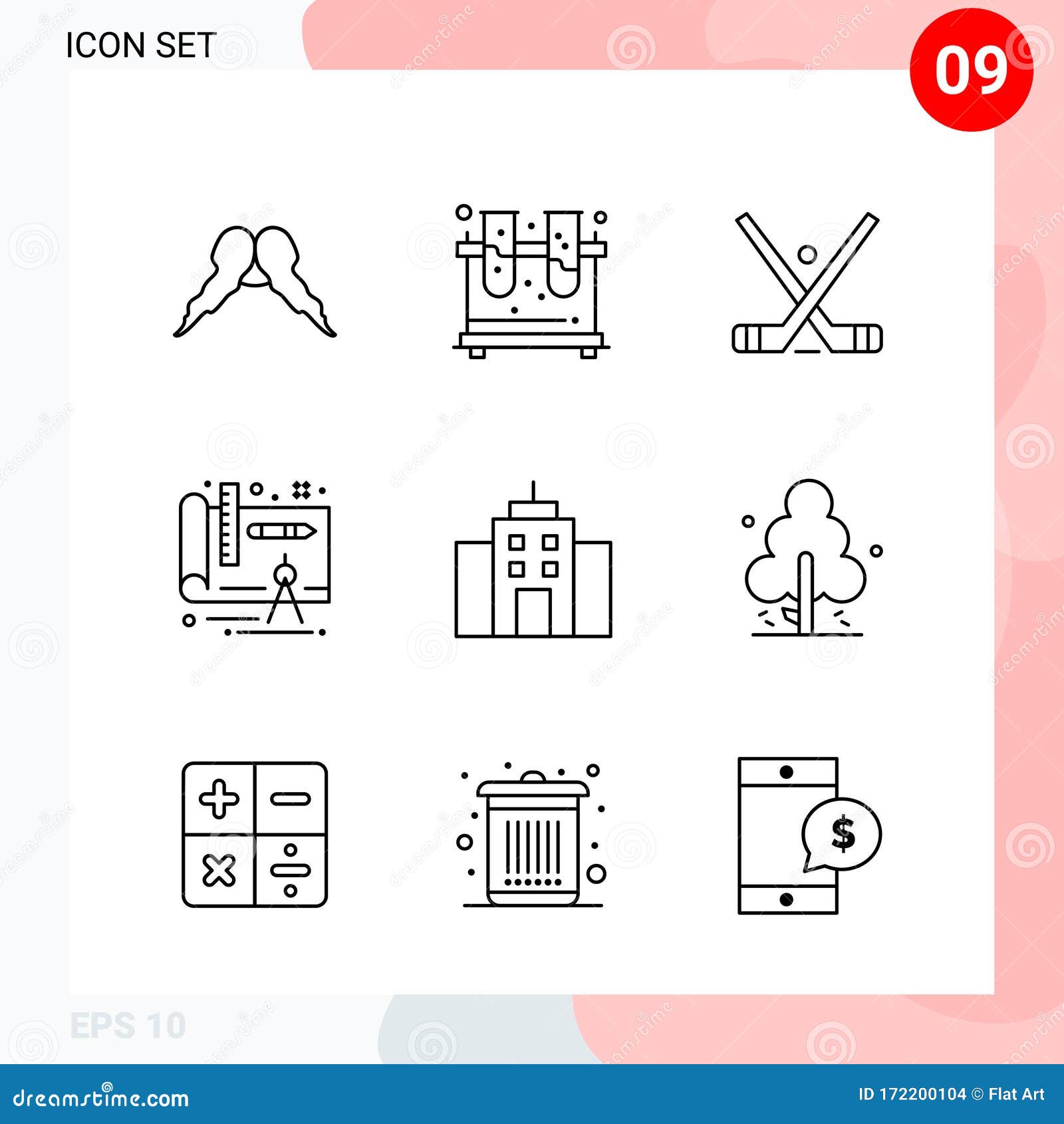 Vector Pack of 9 Icons in Line Style. Creative Outline Pack Isolated on ...