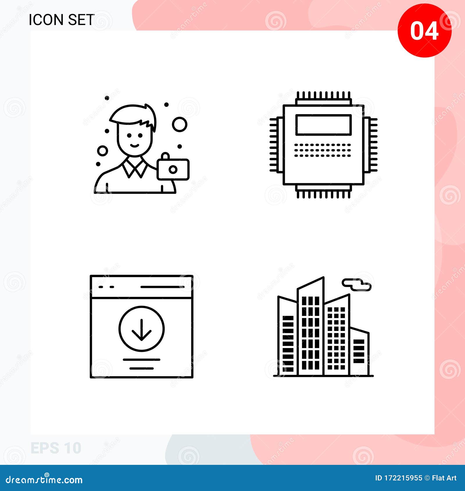 Vector Pack of 4 Icons in Line Style. Creative Outline Pack Isolated on ...