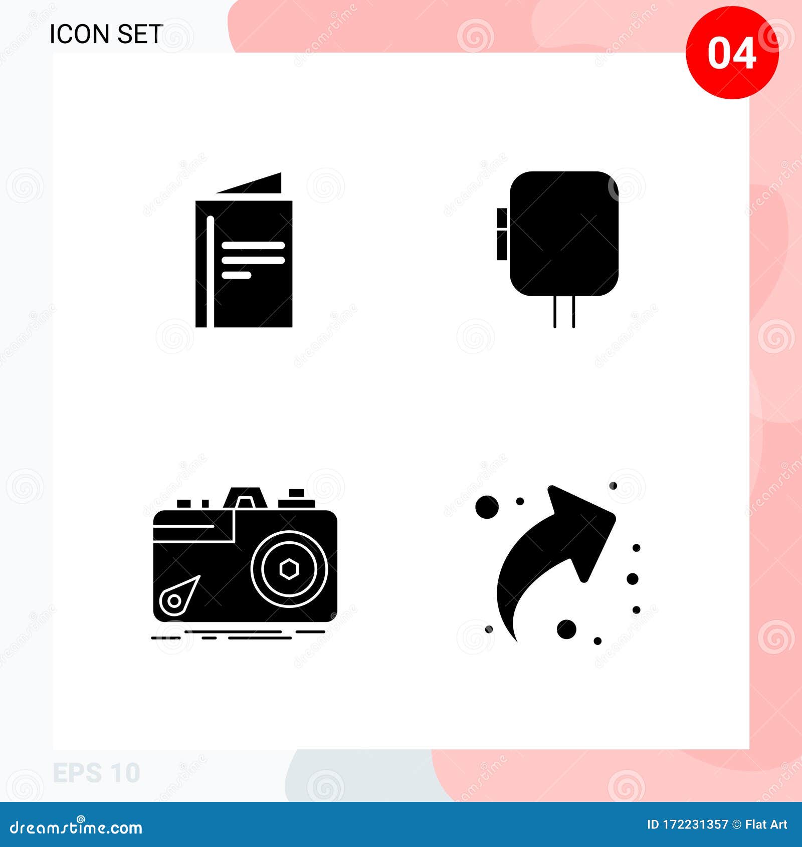 Vector Pack of 4 Icons in Solid Style. Creative Glyph Pack Isolated on ...