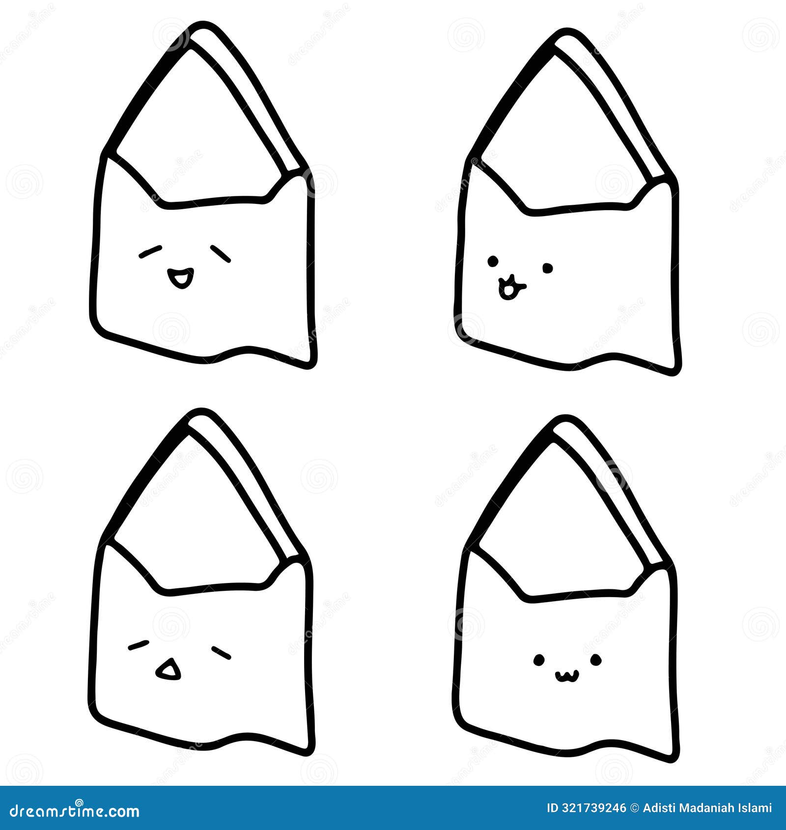 Vector Bags with Various Expressions Doodle Style Cute and Minimalist ...