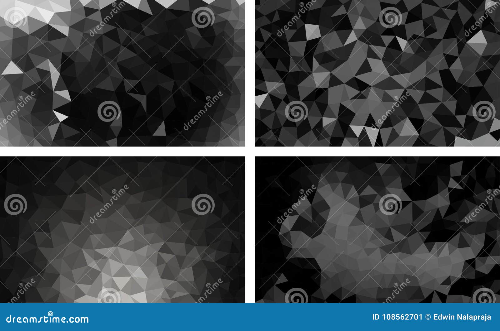 Vector Pack Low Poly Background Black Color Stock Vector - Illustration ...