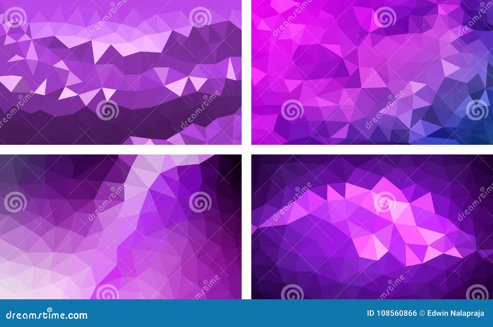 Vector Pack Low Poly Background Purple Color Stock Vector ...