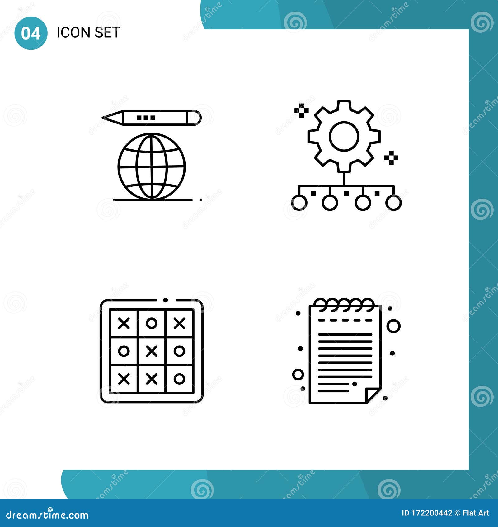 Vector Pack of 4 Outline Symbols. Line Style Icon Set on White ...