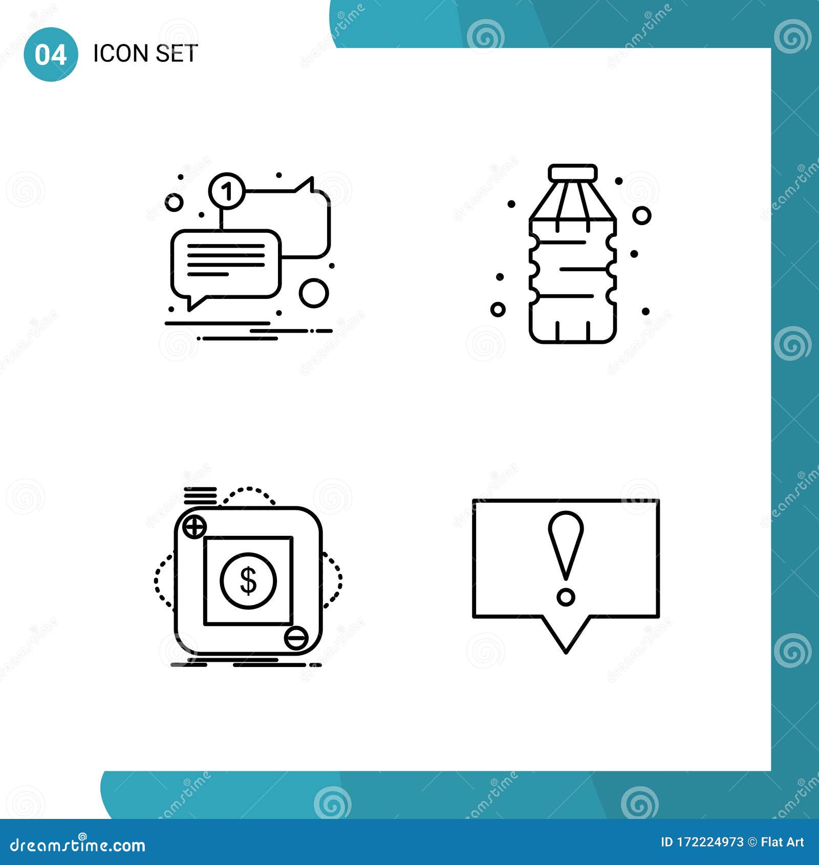Vector Pack of 4 Outline Symbols. Line Style Icon Set on White ...
