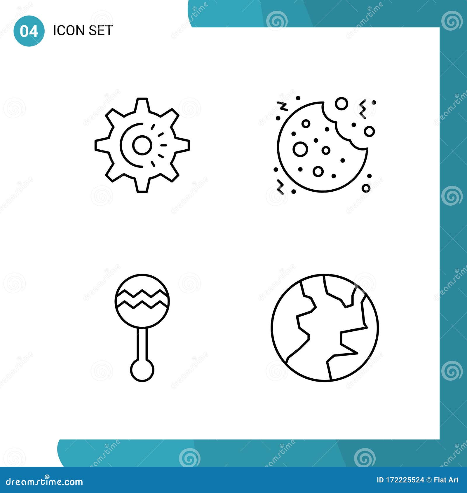 Vector Pack of 4 Outline Symbols. Line Style Icon Set on White ...