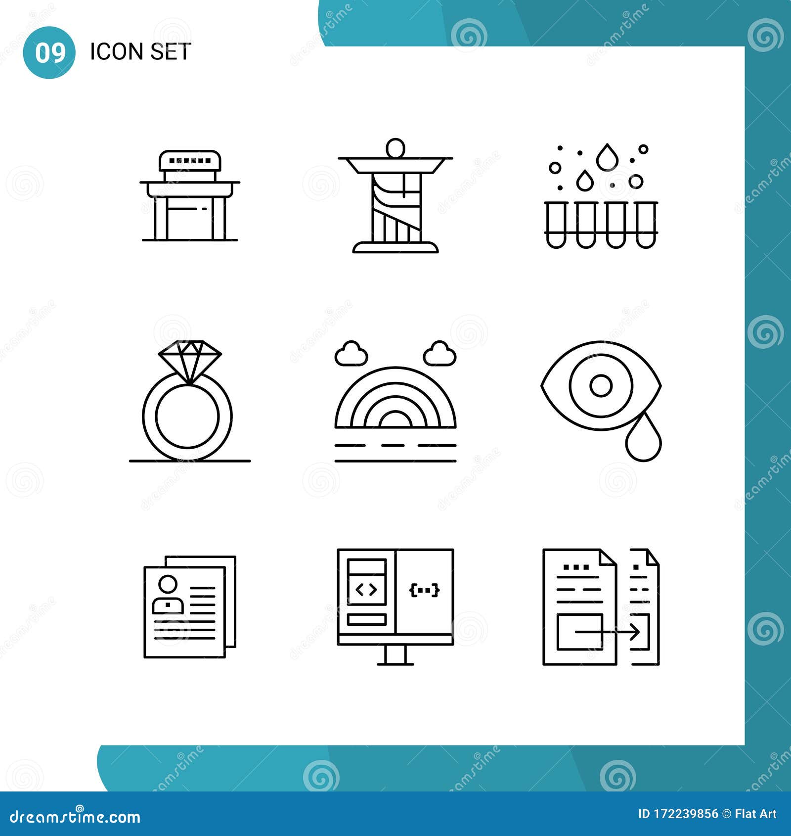 Vector Pack of 9 Outline Symbols. Line Style Icon Set on White ...