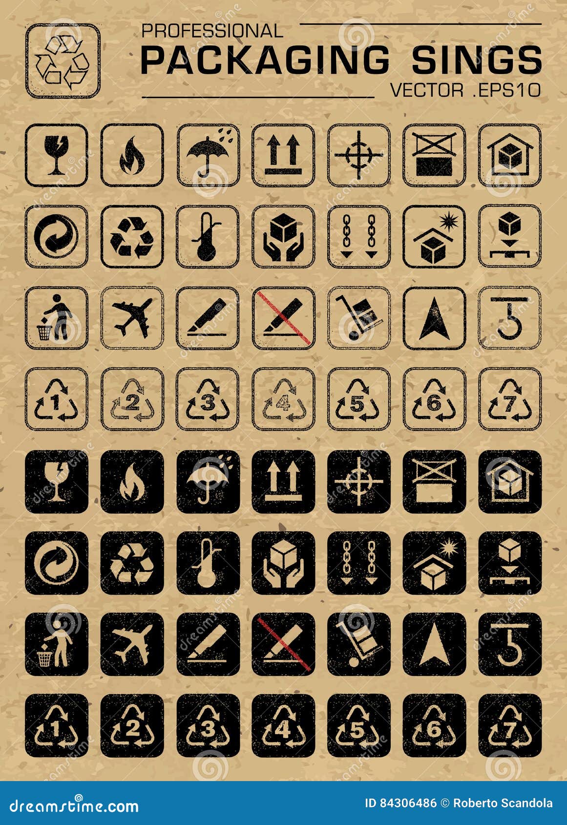 Vector Packaging Grunge Icons Set Stock Vector - Illustration of ...