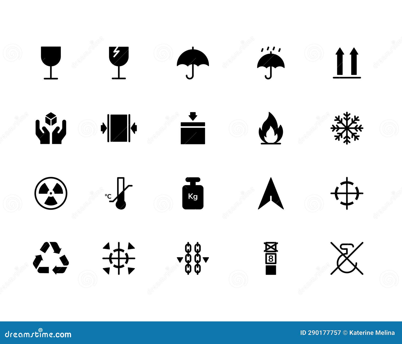 Vector Packaging Symbols Set on White Background. Stock Vector ...