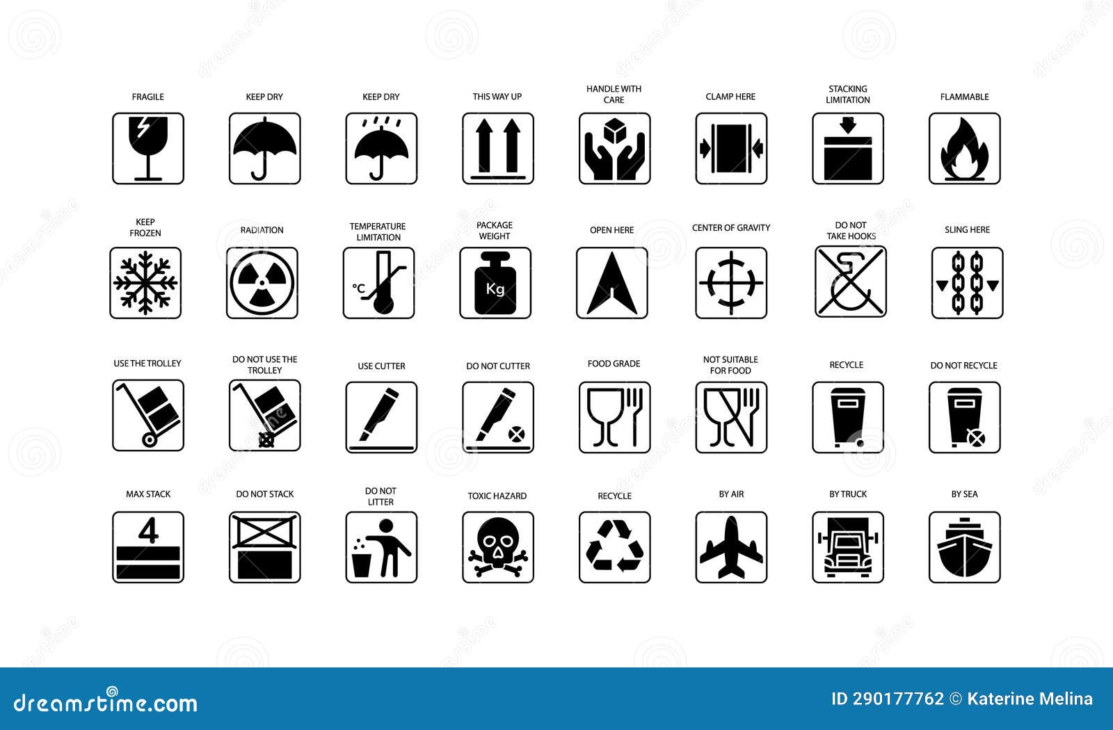 Vector Packaging Symbols Set on White Background. Stock Vector ...