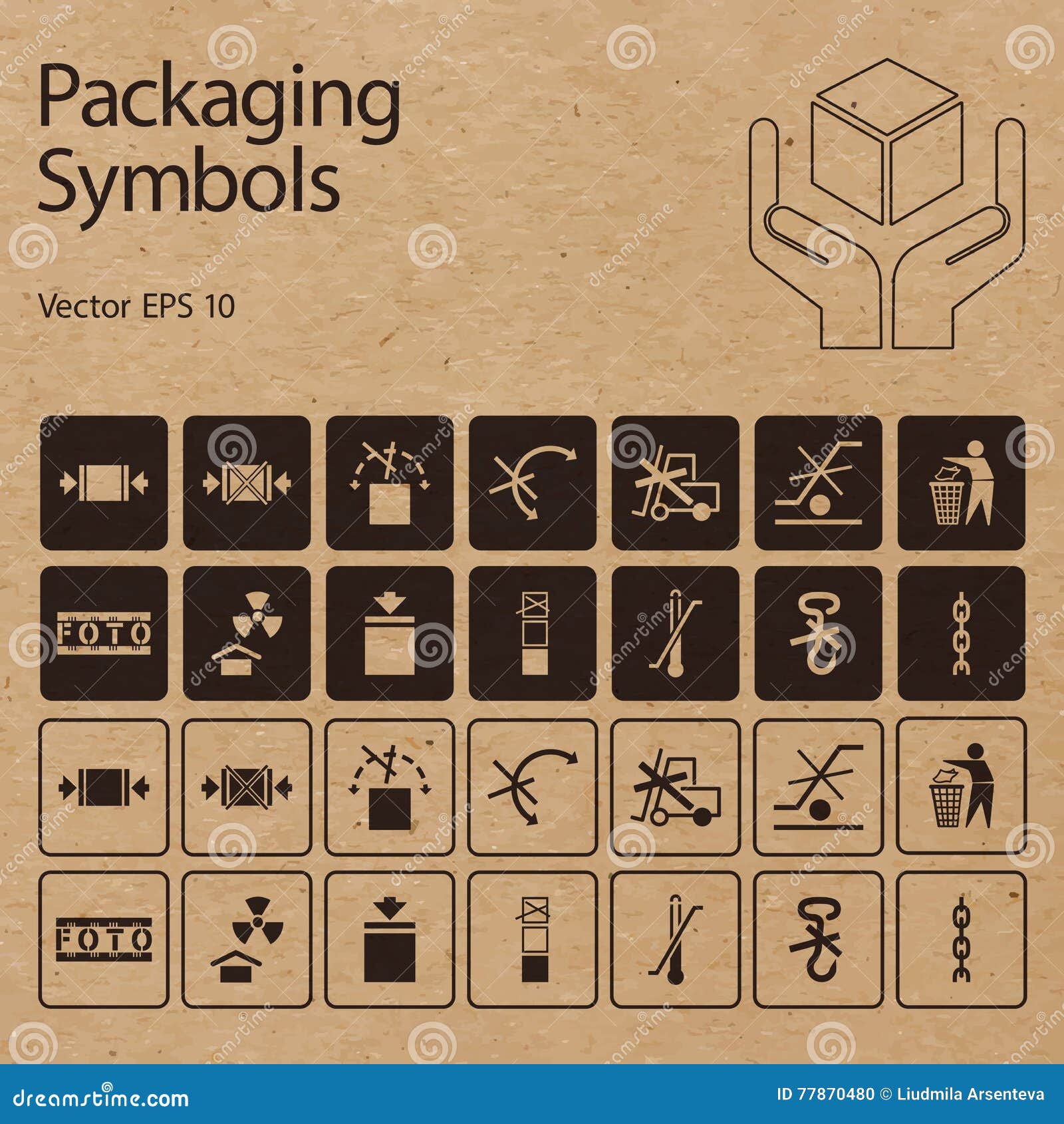 Vector Packaging Symbols on Vector Cardboard Background Stock Vector ...