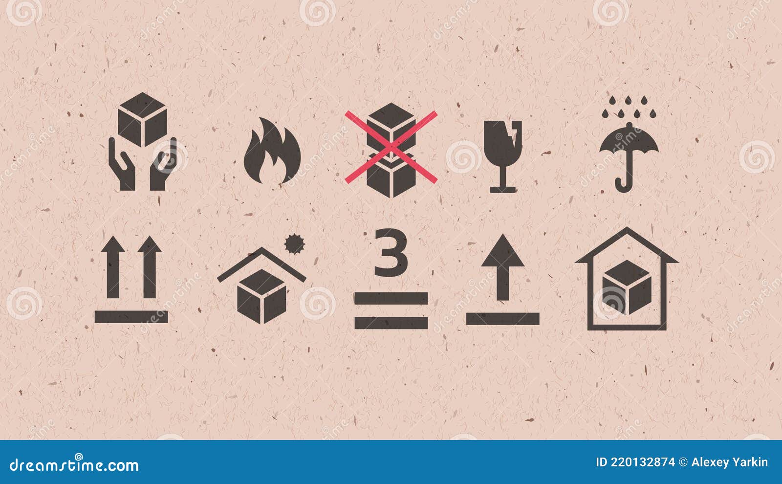 Vector Packaging Symbols. Warning Signs for Cargo Delivery Stock Vector ...