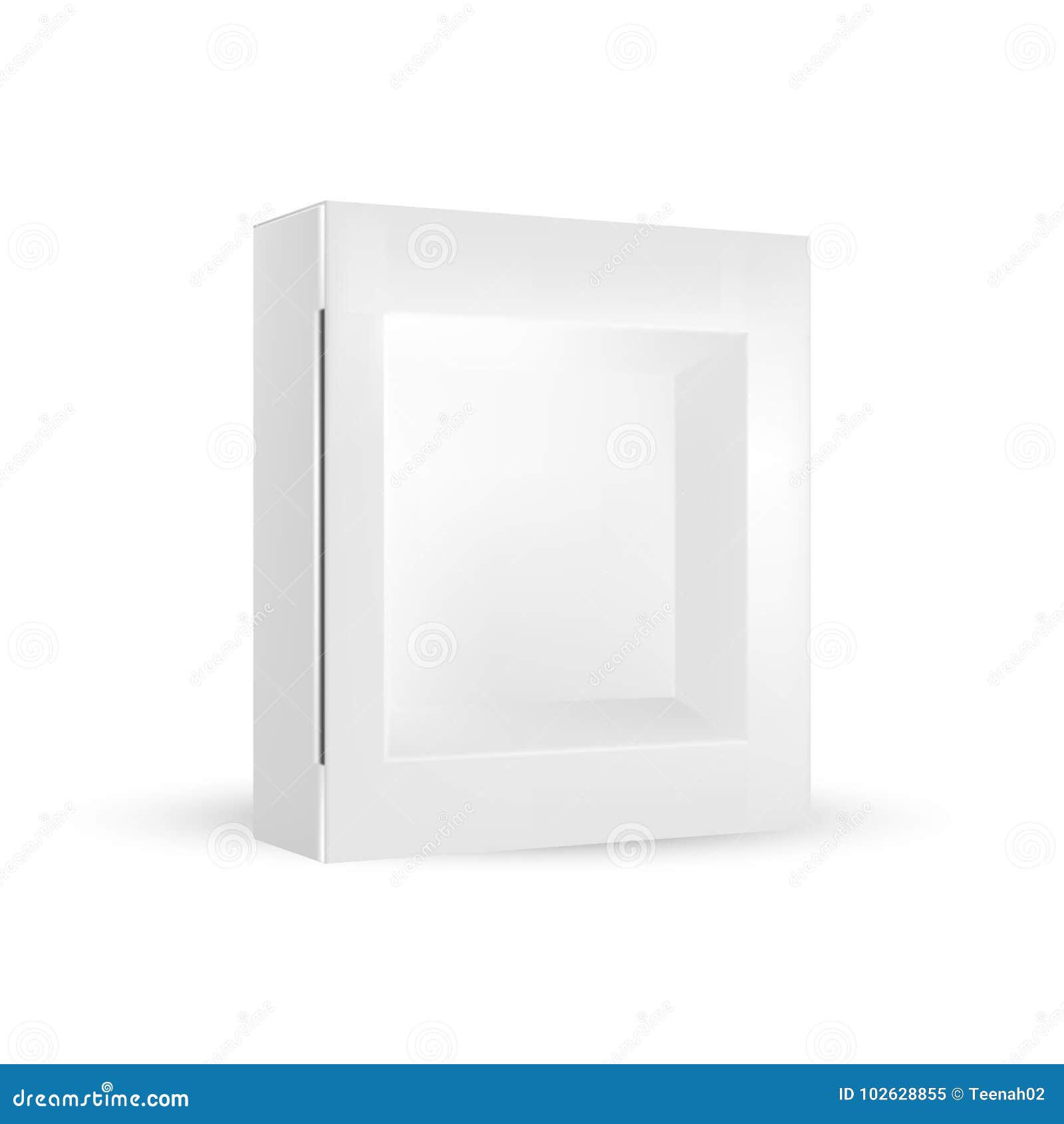 White Gray Package Square Box with Front Window on Isolated White ...