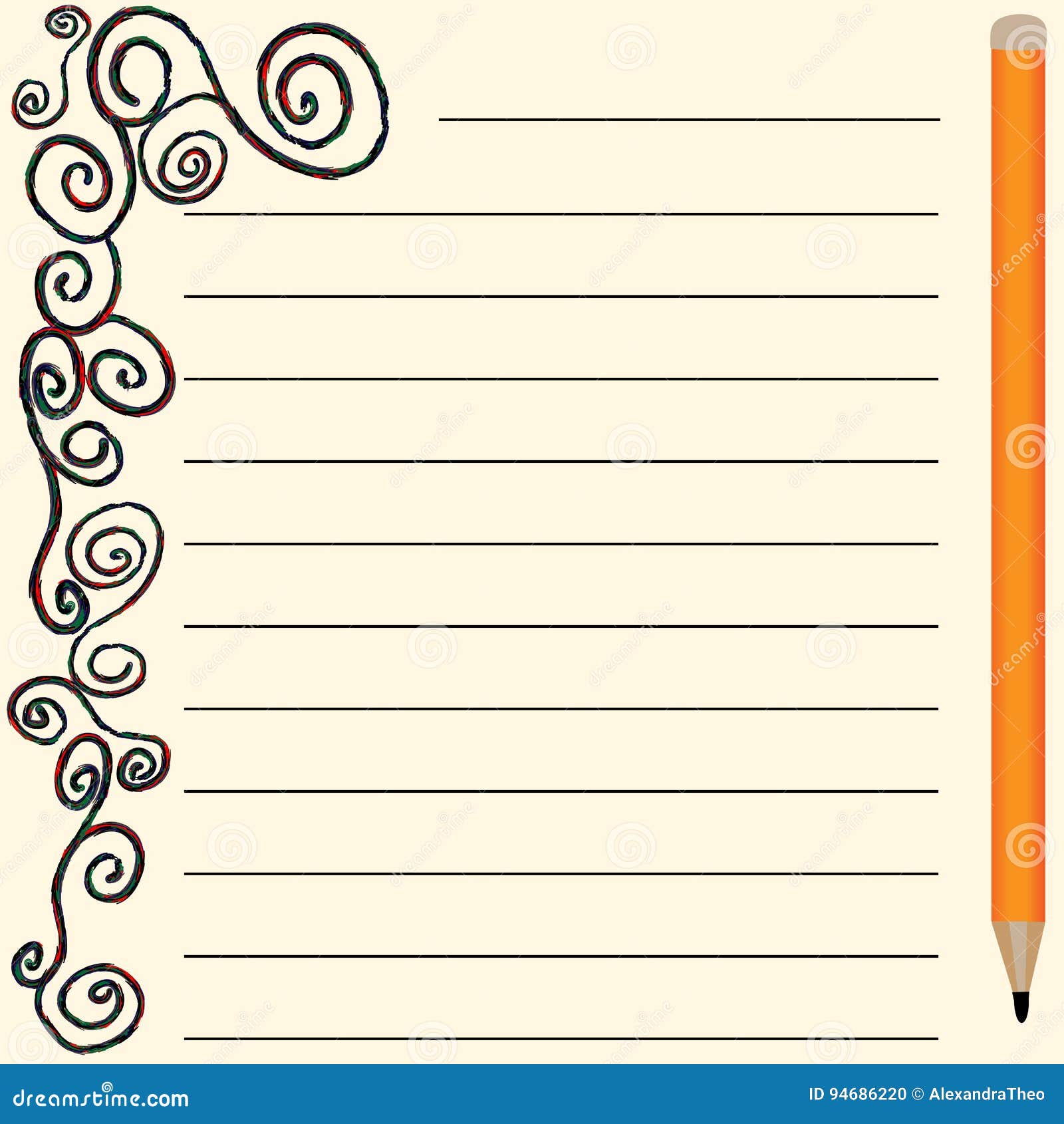 Vector Page for Notes and Notebooks Stock Vector - Illustration of ...