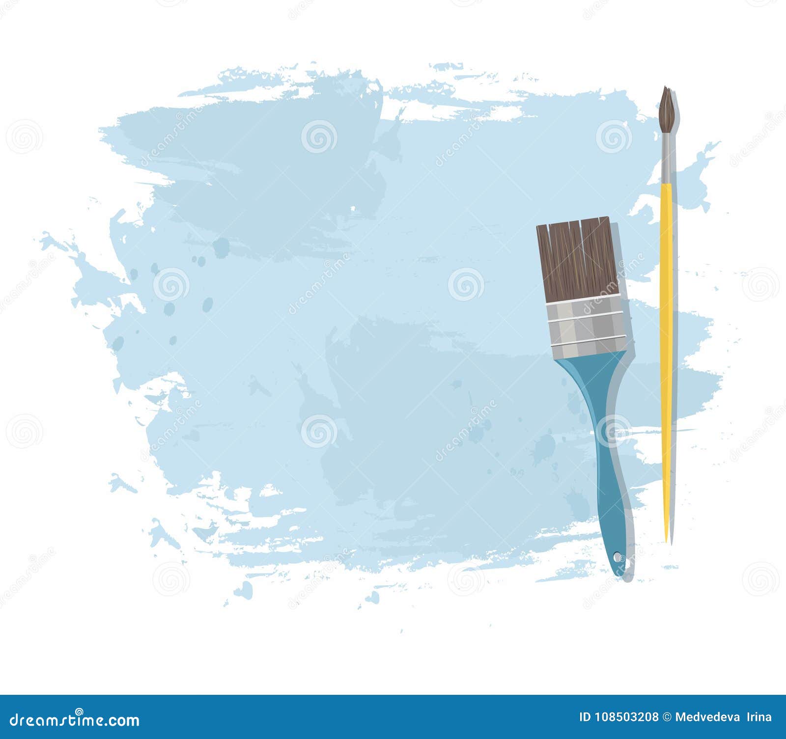 Vector Paint Brush and Blue Stain on White Background Stock Vector ...