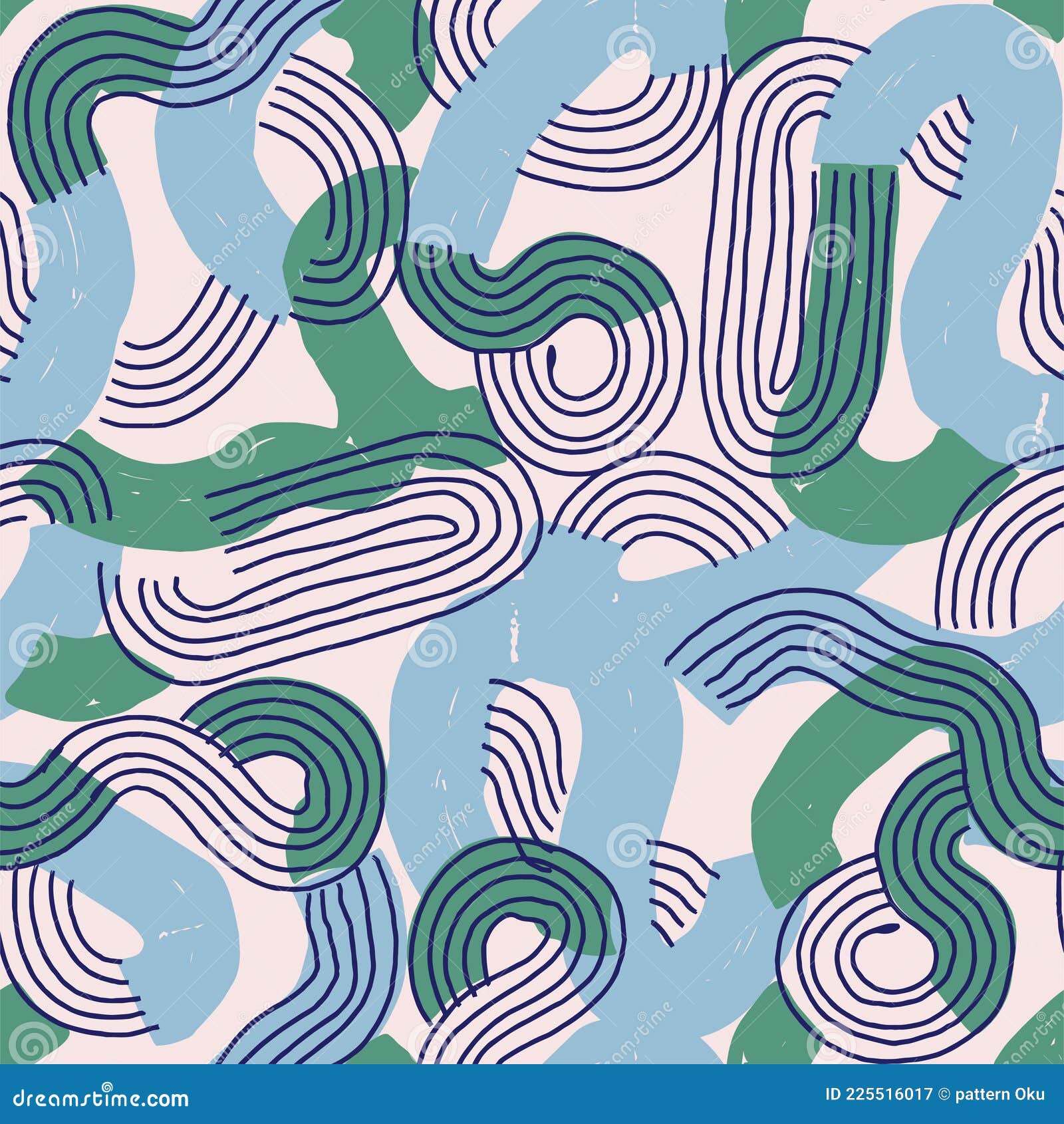 Vector Paint Brush Stroke and Line Illustration Seamless Repeat Pattern ...