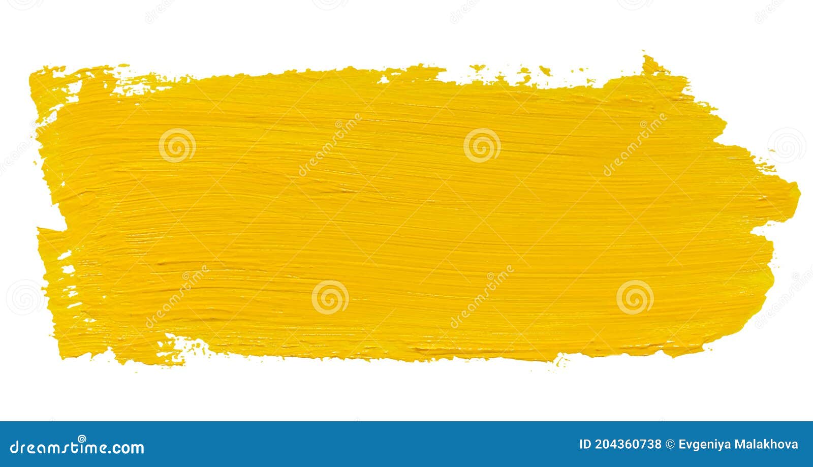 Vector Paint Brush Stroke Texture Isolated on White - Yellow Acrylic ...
