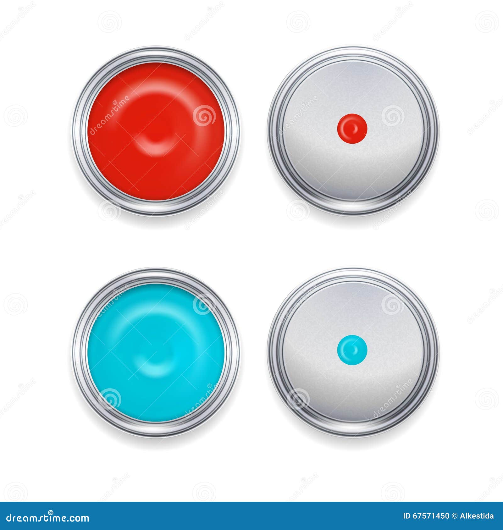 Vector Paint Cans Isolated on White Background (top View) Stock Vector ...