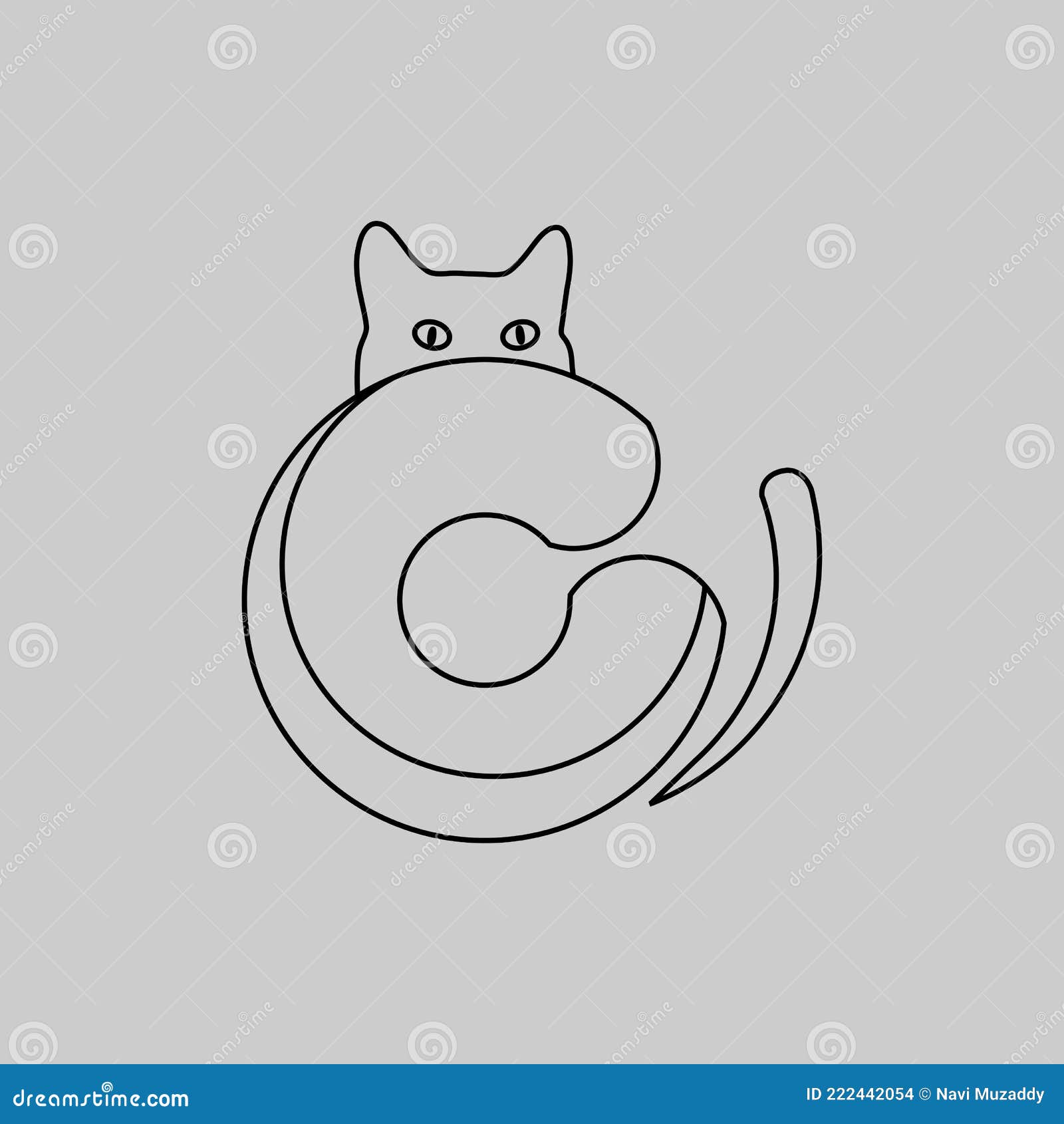 Cat and letter c vector stock vector. Illustration of concept - 222442054