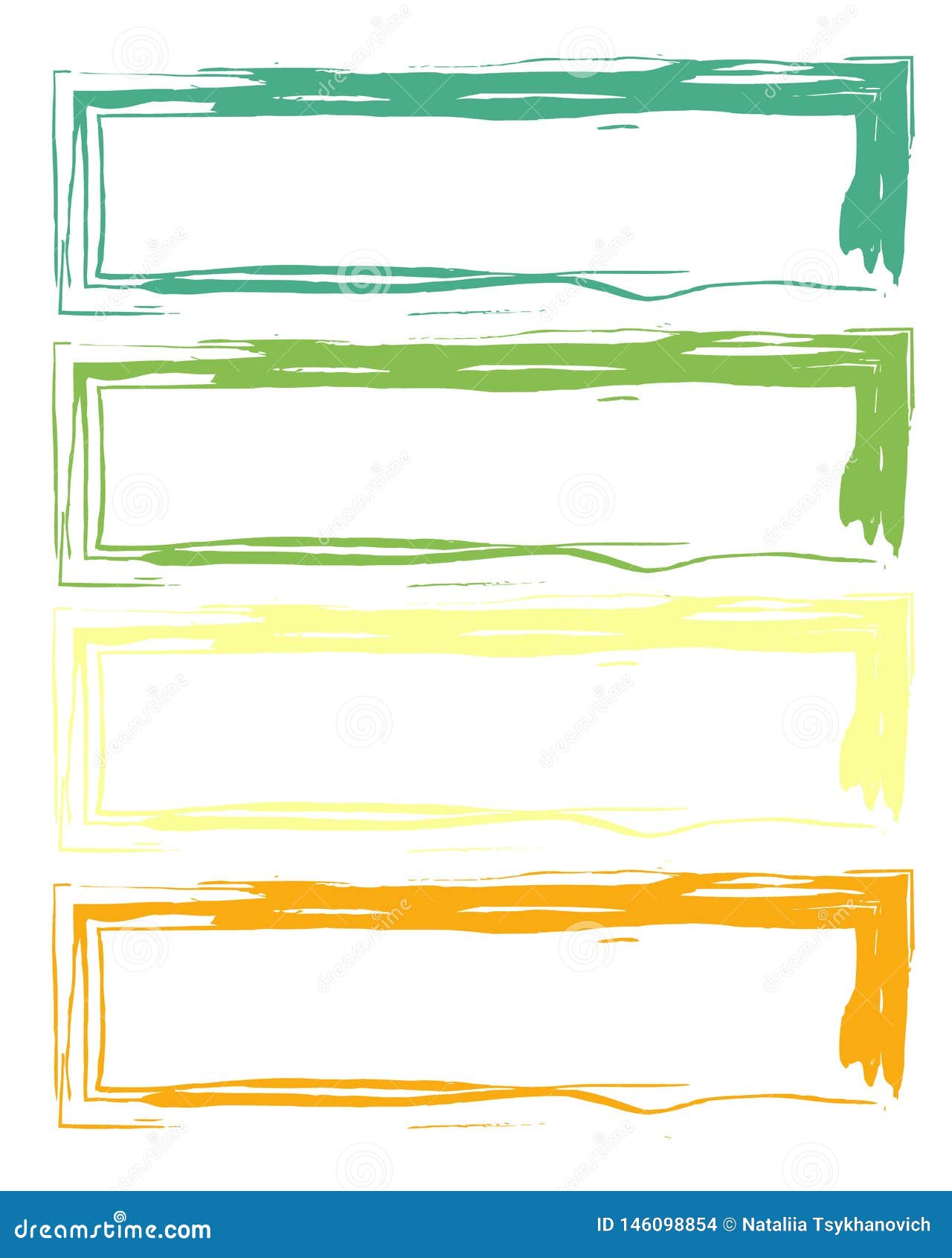 Abstract Background Doodle Brush Strokes Set Rectangles Stock Vector ...